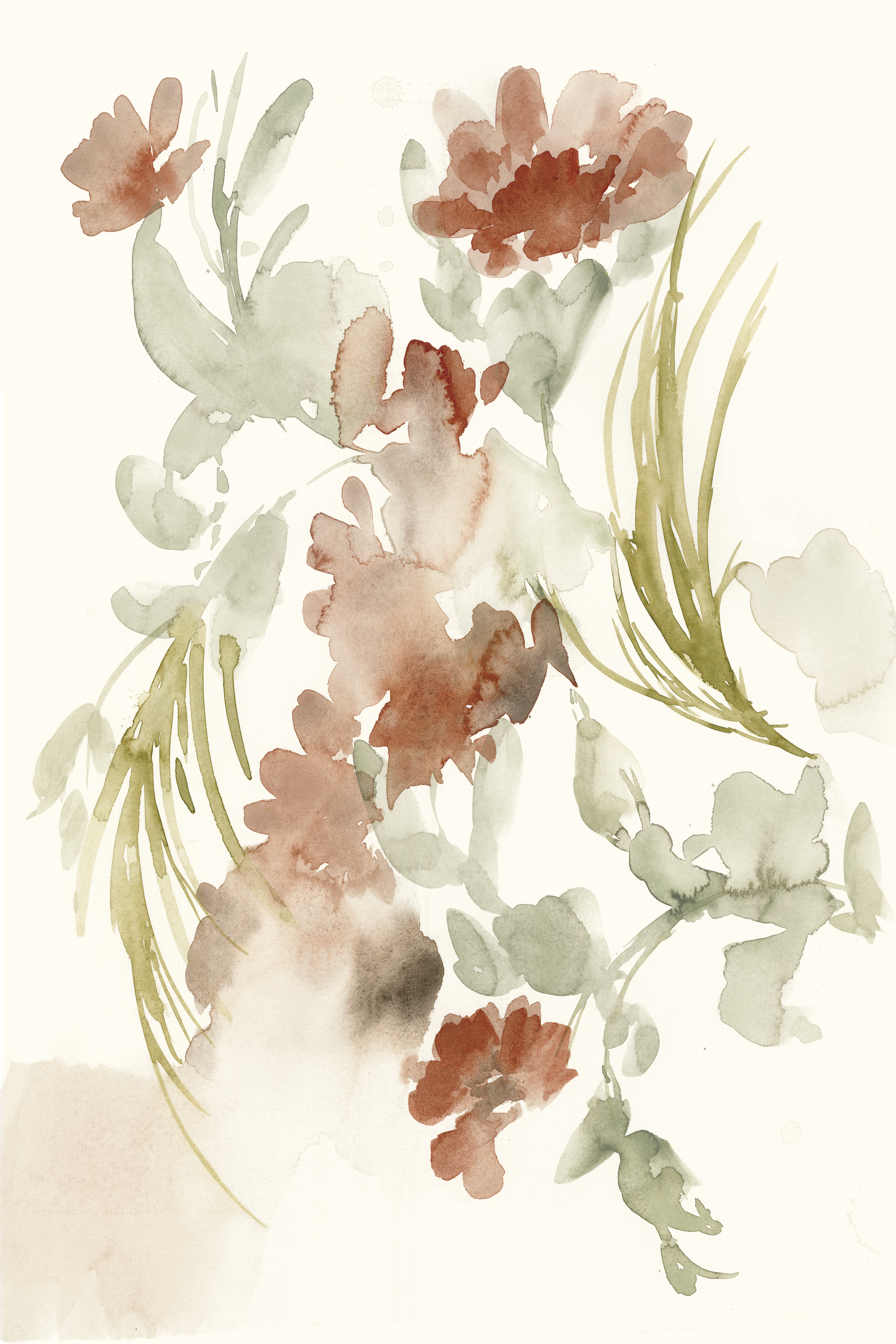 Blue Elephant Abstracting Flowers I by Jennifer Goldberger - Painting ...