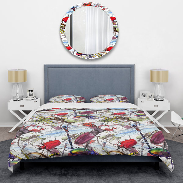 DesignArt Watercolor Wild Insect Duvet Cover Set - Wayfair Canada
