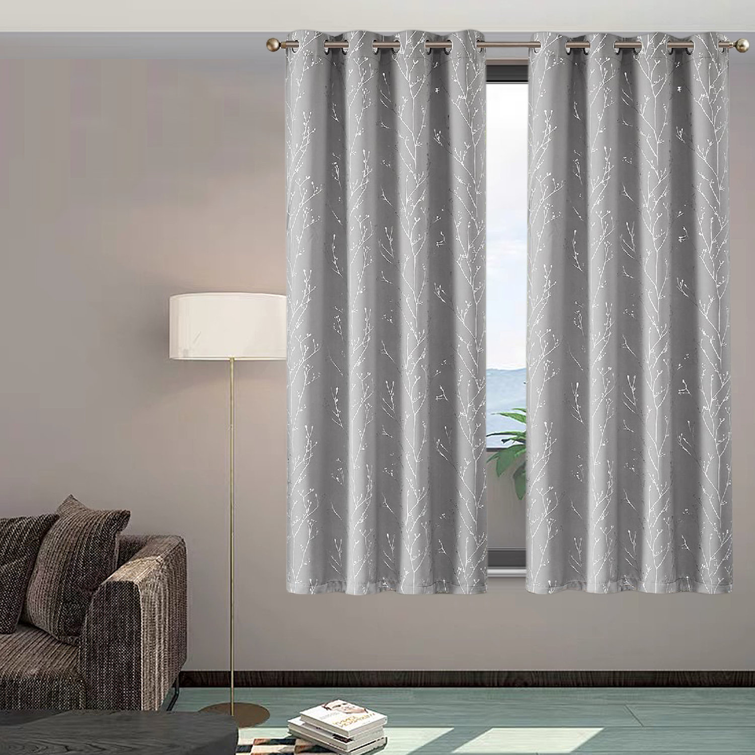 House of Hampton Dimitric Floral Blackout Thermal Grommet Curtain Panels - Wayfair Canada