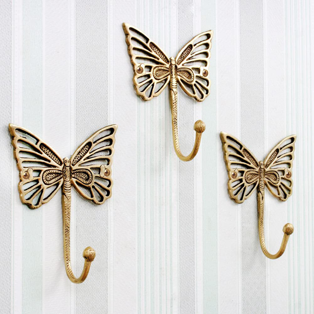 August Grove Decorative Brass Butterfly Cute Kids Wall Hooks Heavy Duty ...