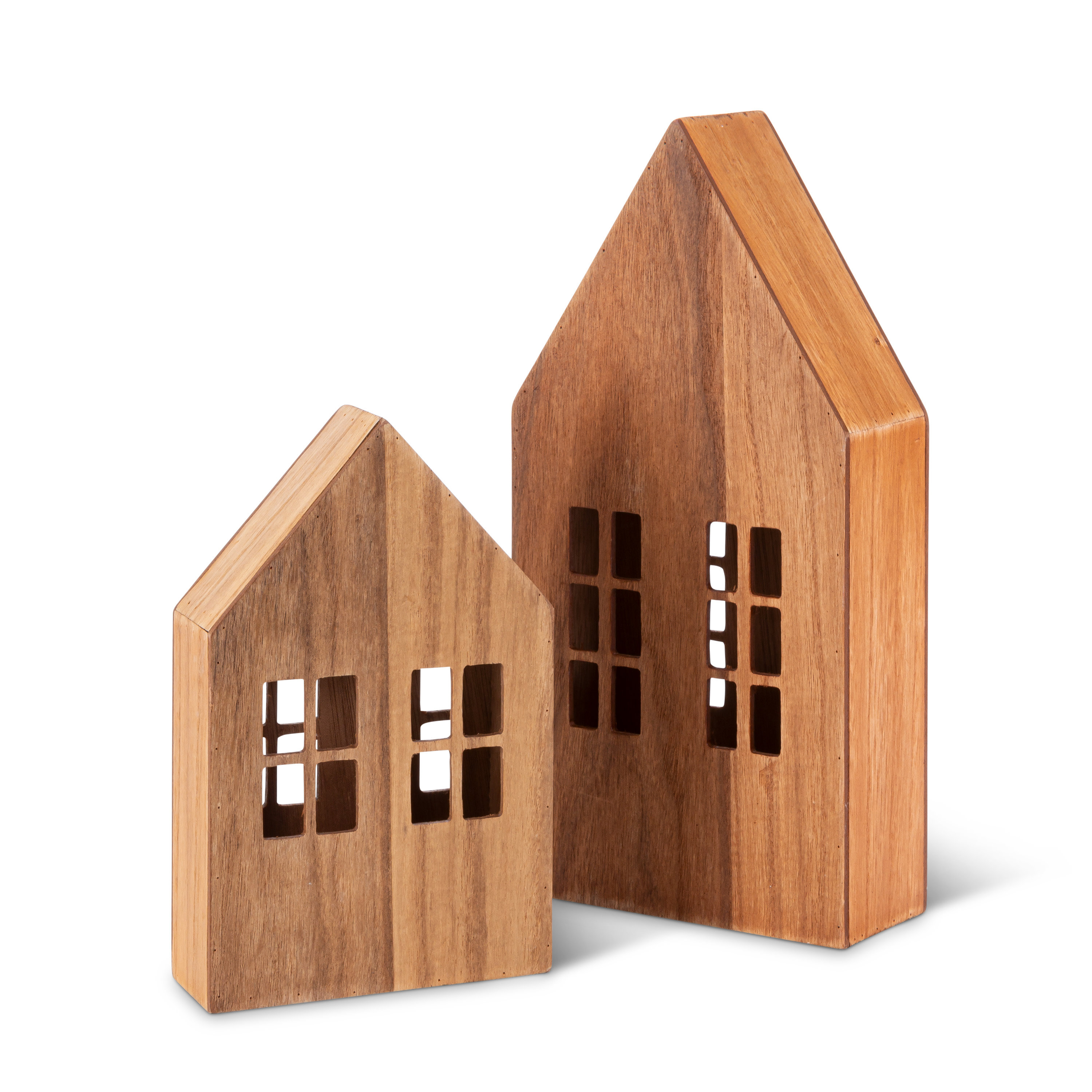 Gracie Oaks Set Of 2 Tabletop Wood Houses Decor | Wayfair