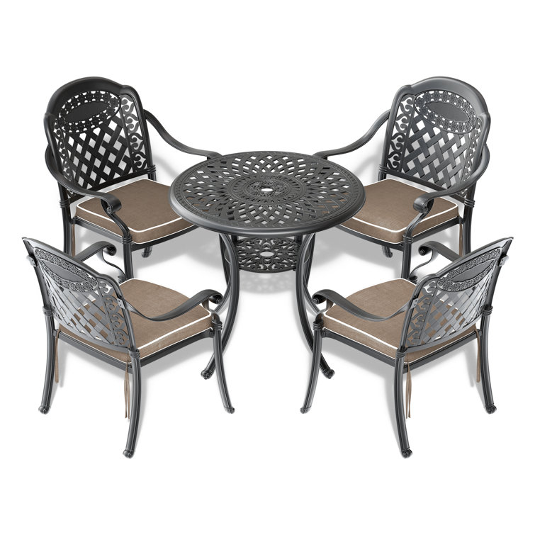 Canora Grey Ancalin 5-Piece 30.71 -inch Round Table Cast Aluminum ...