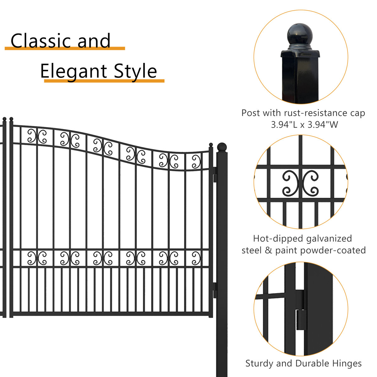 SIMPOL HOME Driveway Gate, Dual Swing driveway gates, Floral Pattern ...