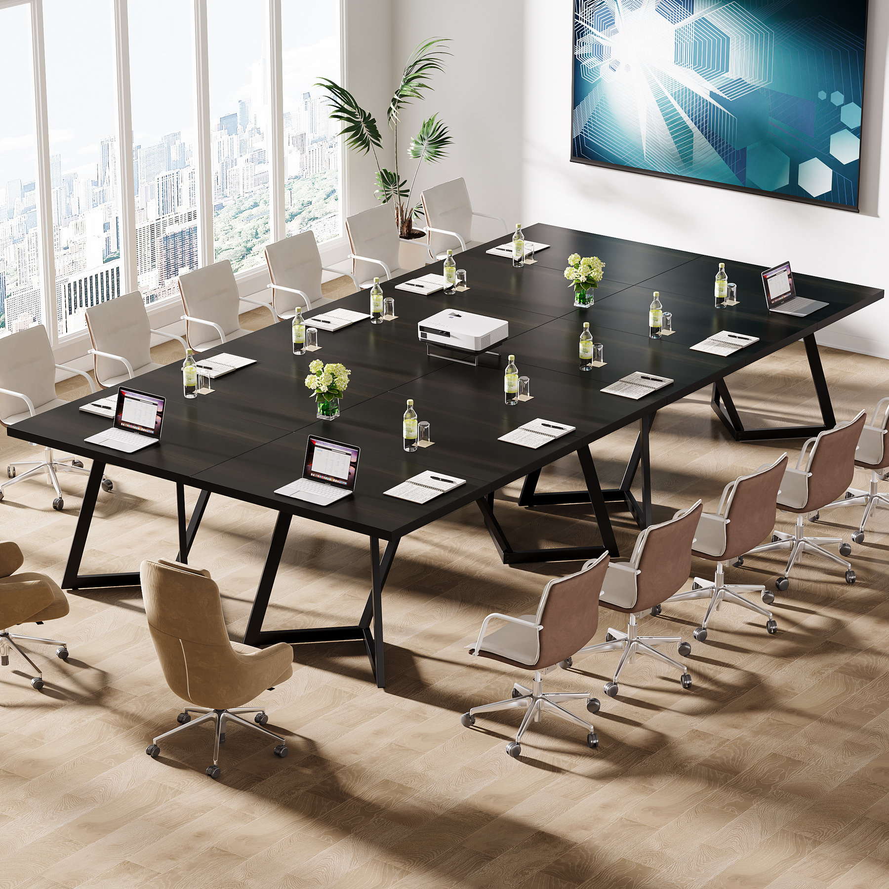 Inbox Zero 70.86" Conference Table, Modern Meeting Table With Metal ...