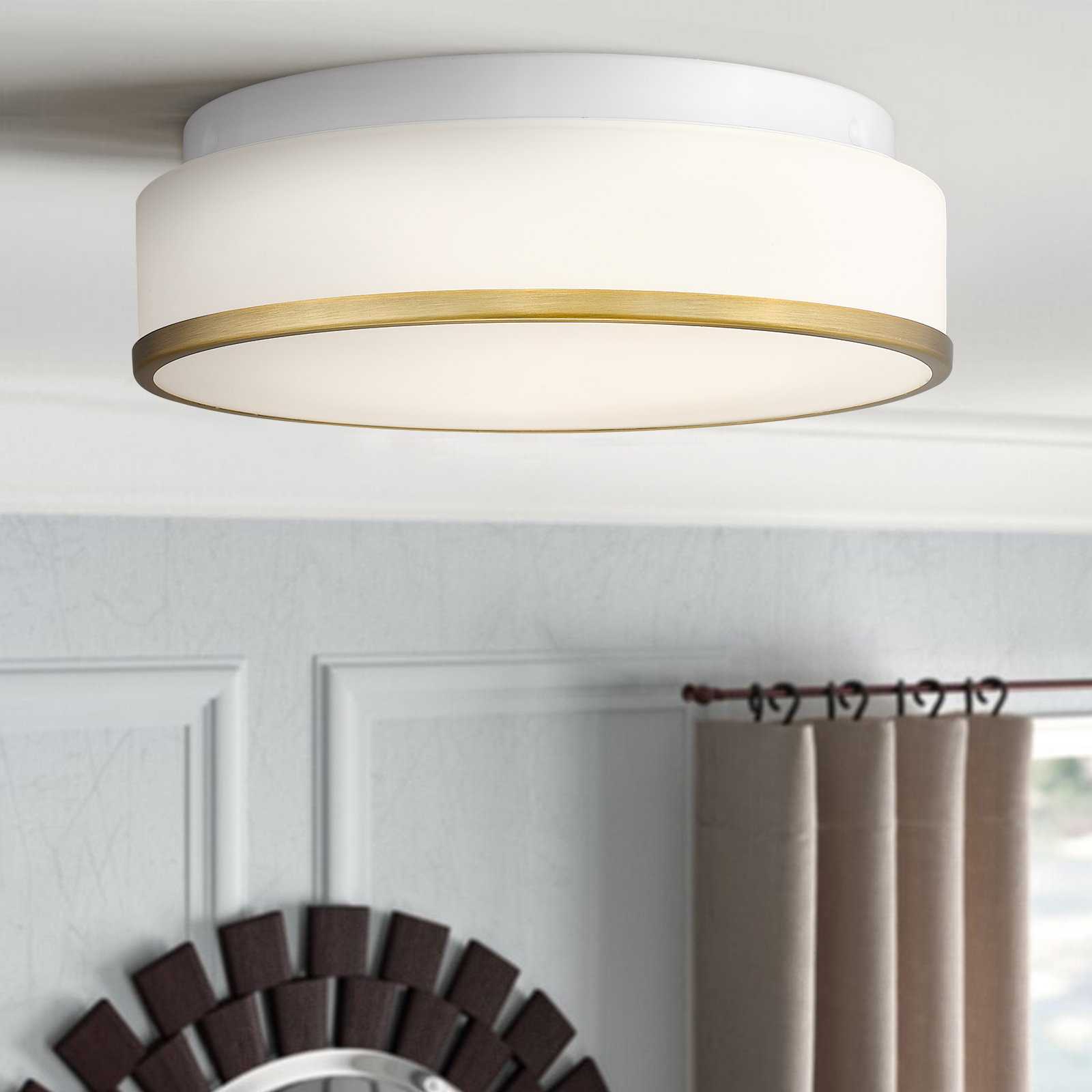 Ebern Designs 12" Flush Mount Ceiling Light With Frosted Glass ...