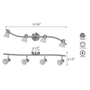 XiNBEi Lighting 33.625'' 4 -Light Fixed Track Lighting Track Kit with ...