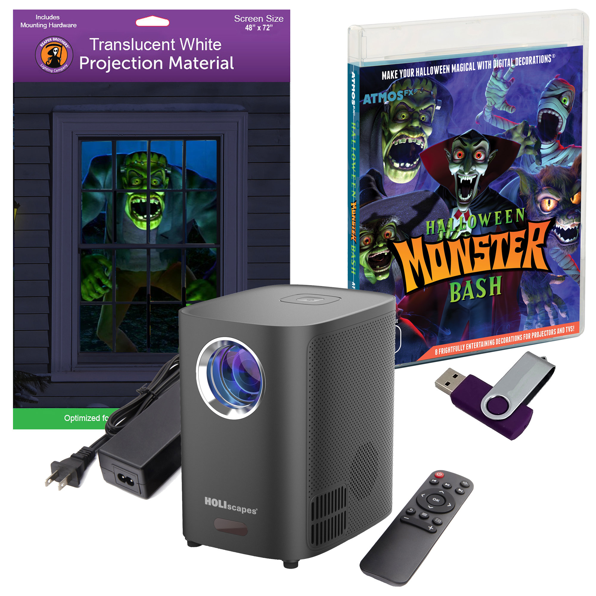 The Holiday Aisle® USB Projector Kit - AtmosFx Monster Bash on USB ...