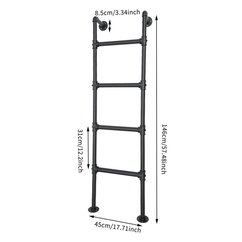 Williston Forge 4-Step Wall-Mounted Straight Ladder Black Loads 440 ...