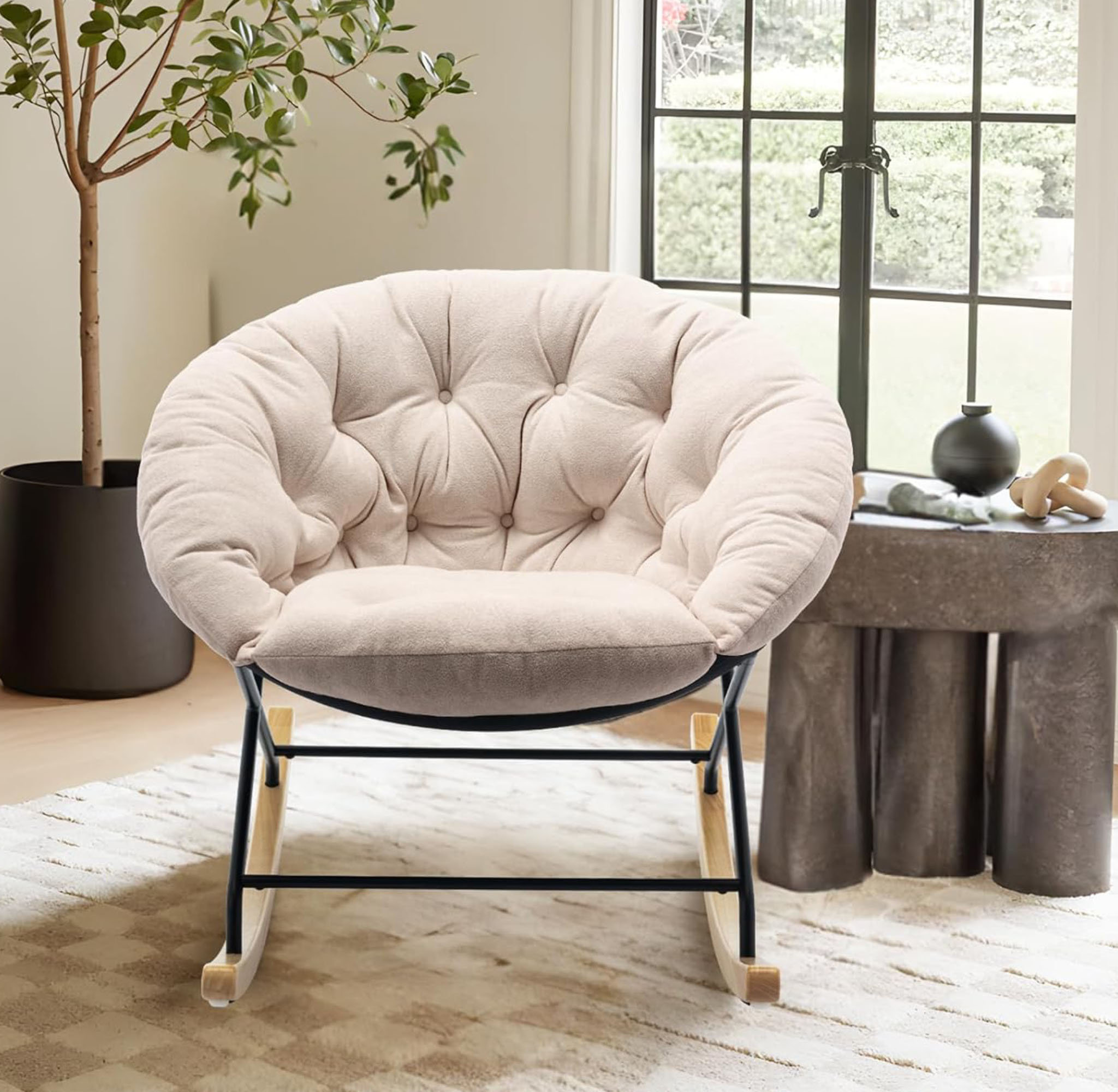 George Oliver Upholstered Glider Rocker Accent Chair Saucer Armchair ...