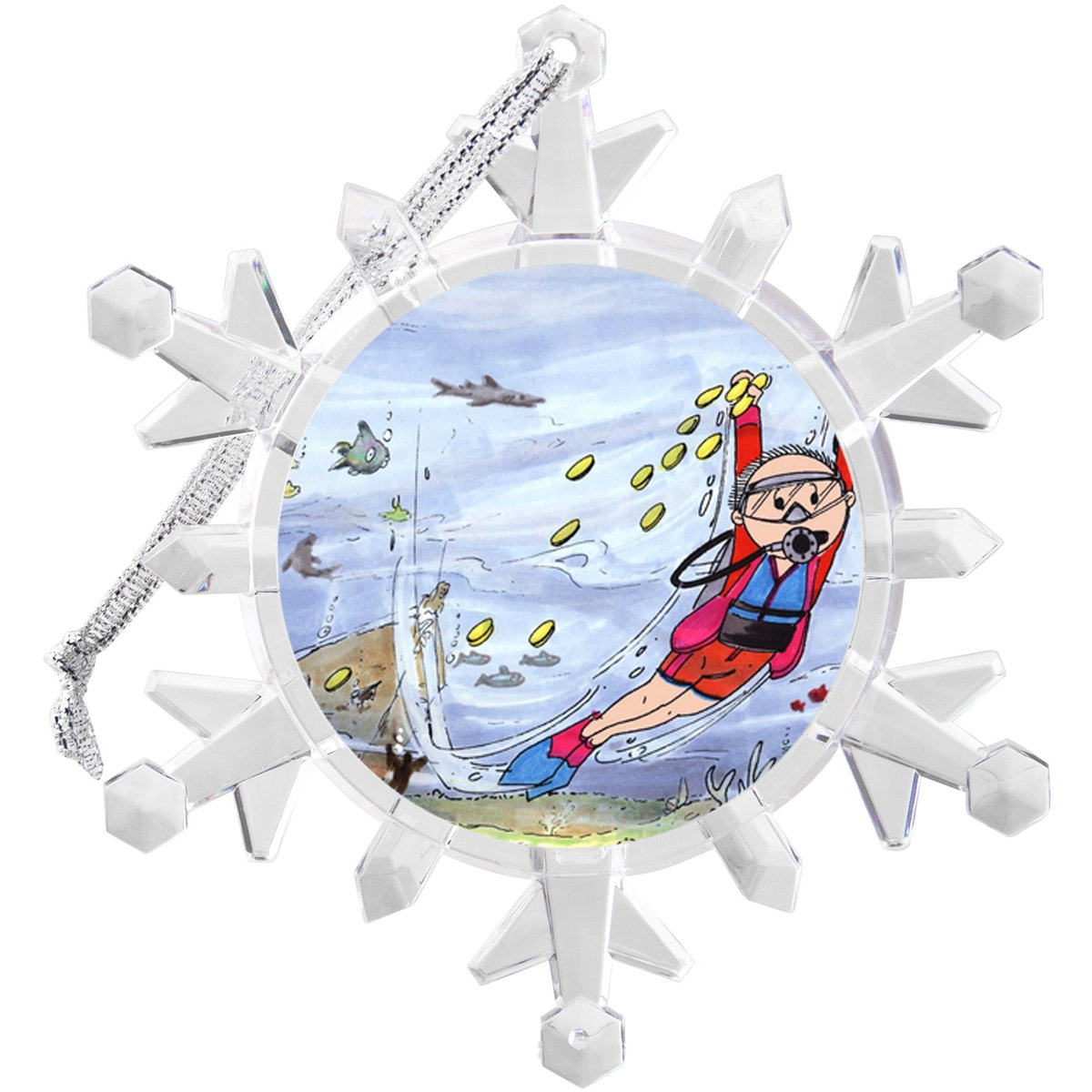 Printed Perfection Personalized Scuba Diver - Male Lighted LED Snow ...