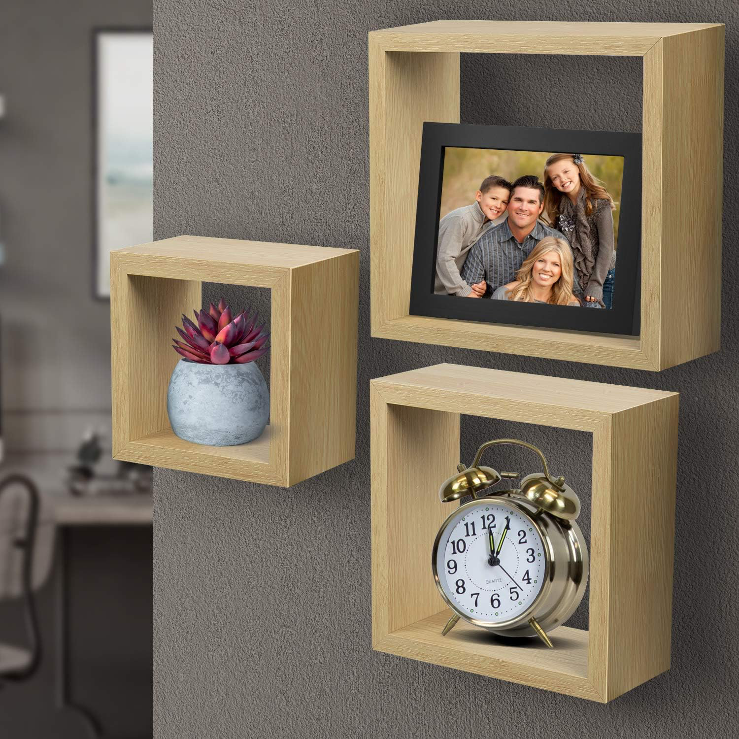 Latitude Run® Floating Box Shelves — Square Cube Wall Decor Hanging ...