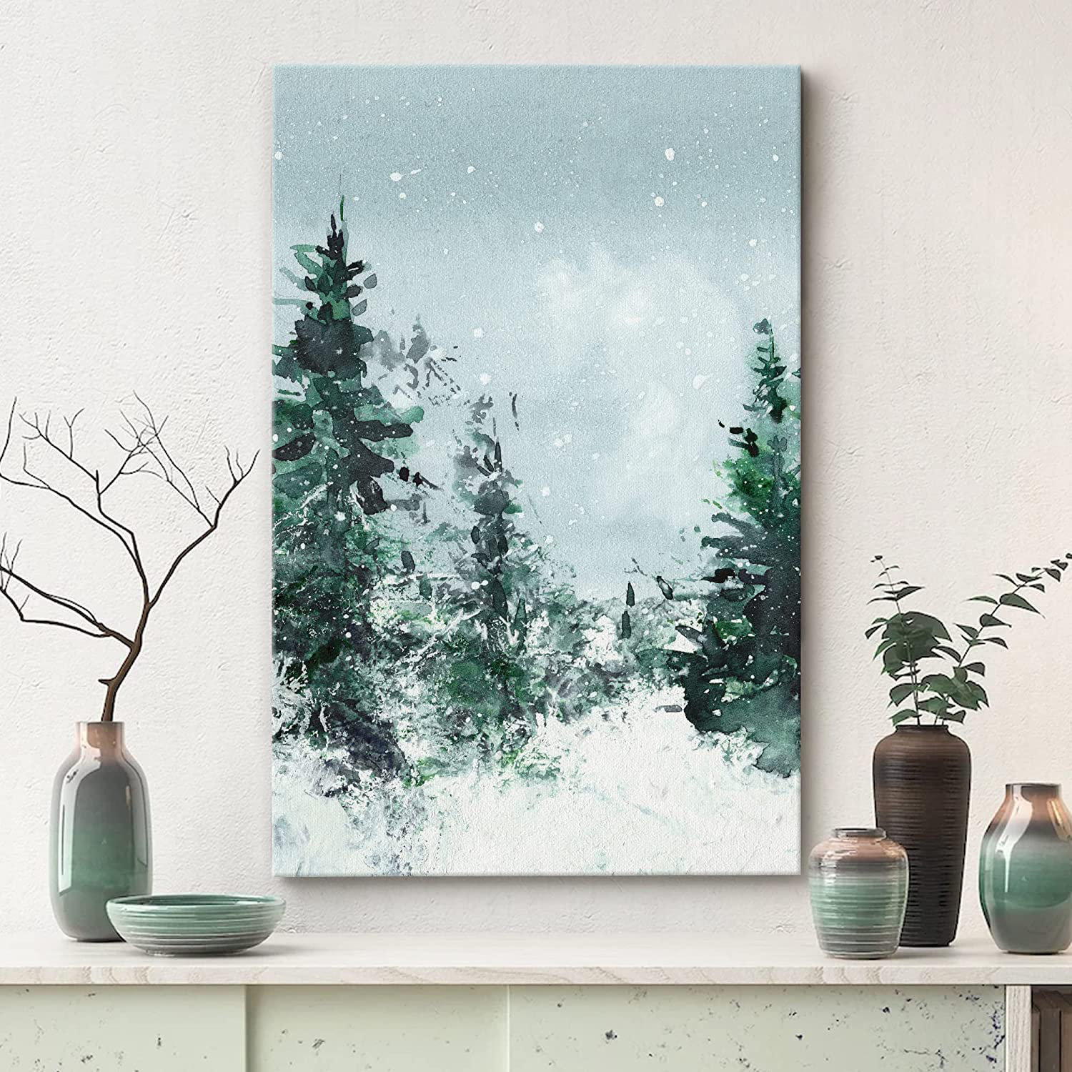 winter pine trees wall art