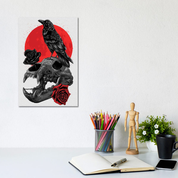 Happy Larry Raven Skull by Alberto Perez - Wrapped Canvas Graphic Art ...
