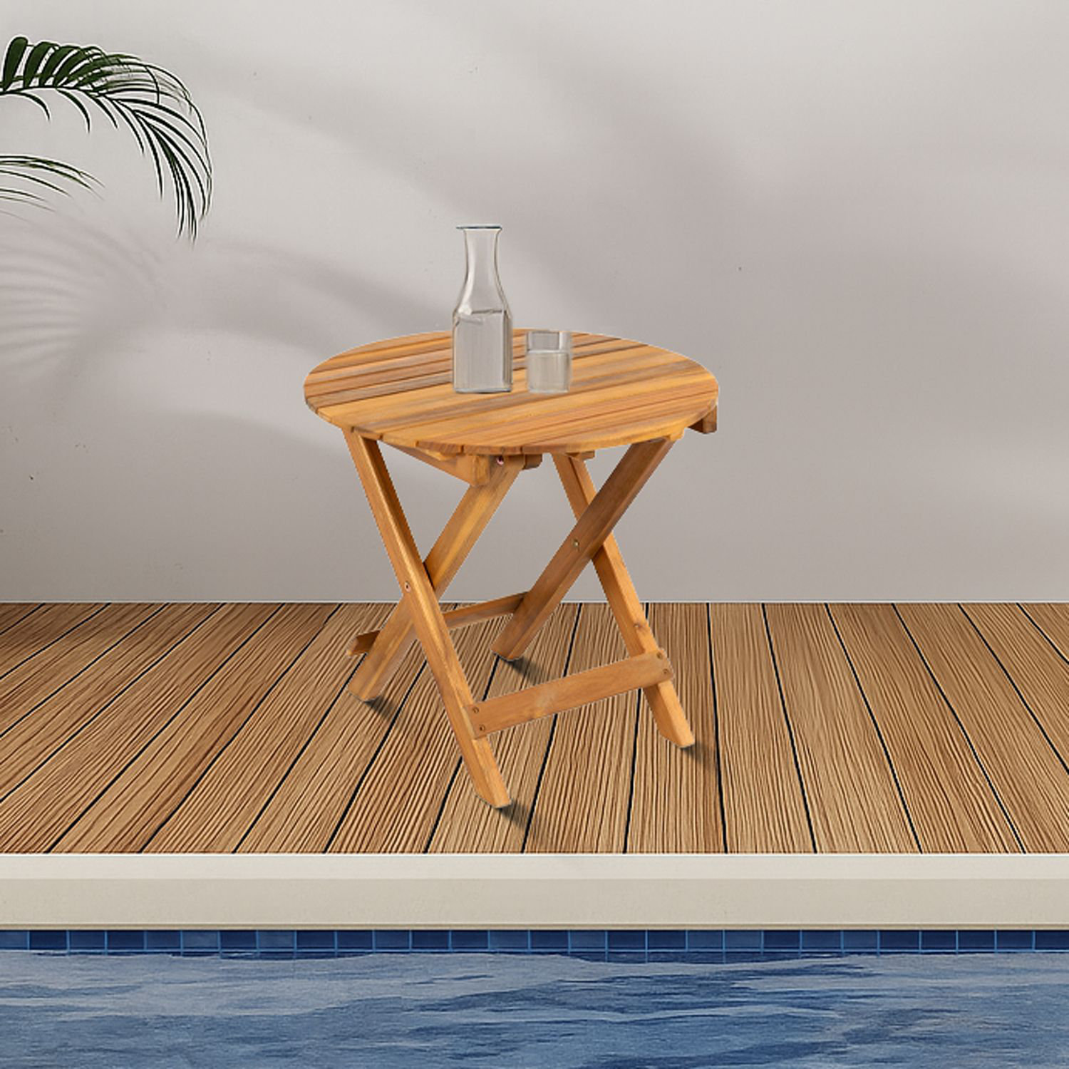 Dovecove Foldable Solid Wood Outdoor Side Table for Patio, Balcony, or ...