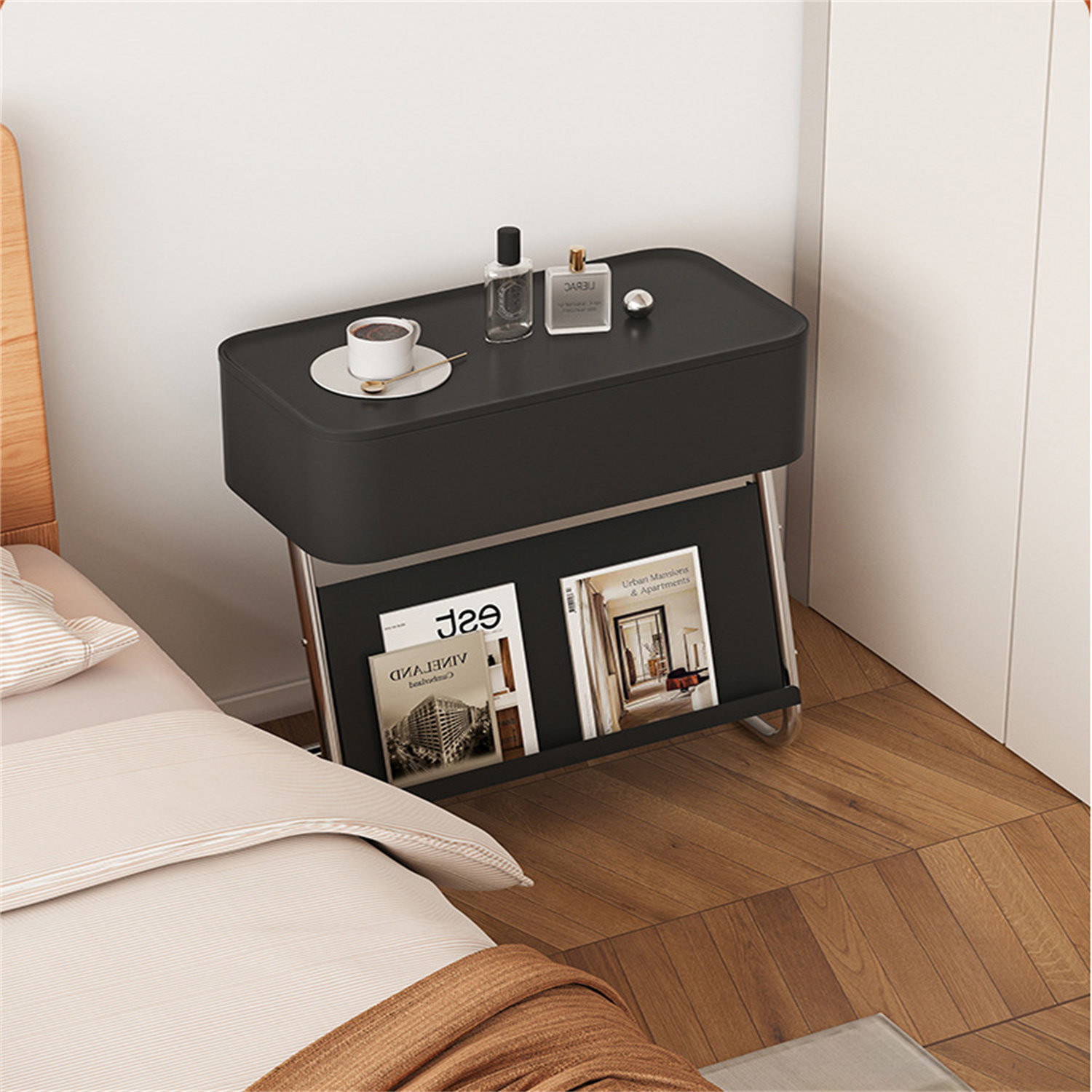 Hokku Designs Z Shaped Side Table With Storage, Modern Couch Tables ...