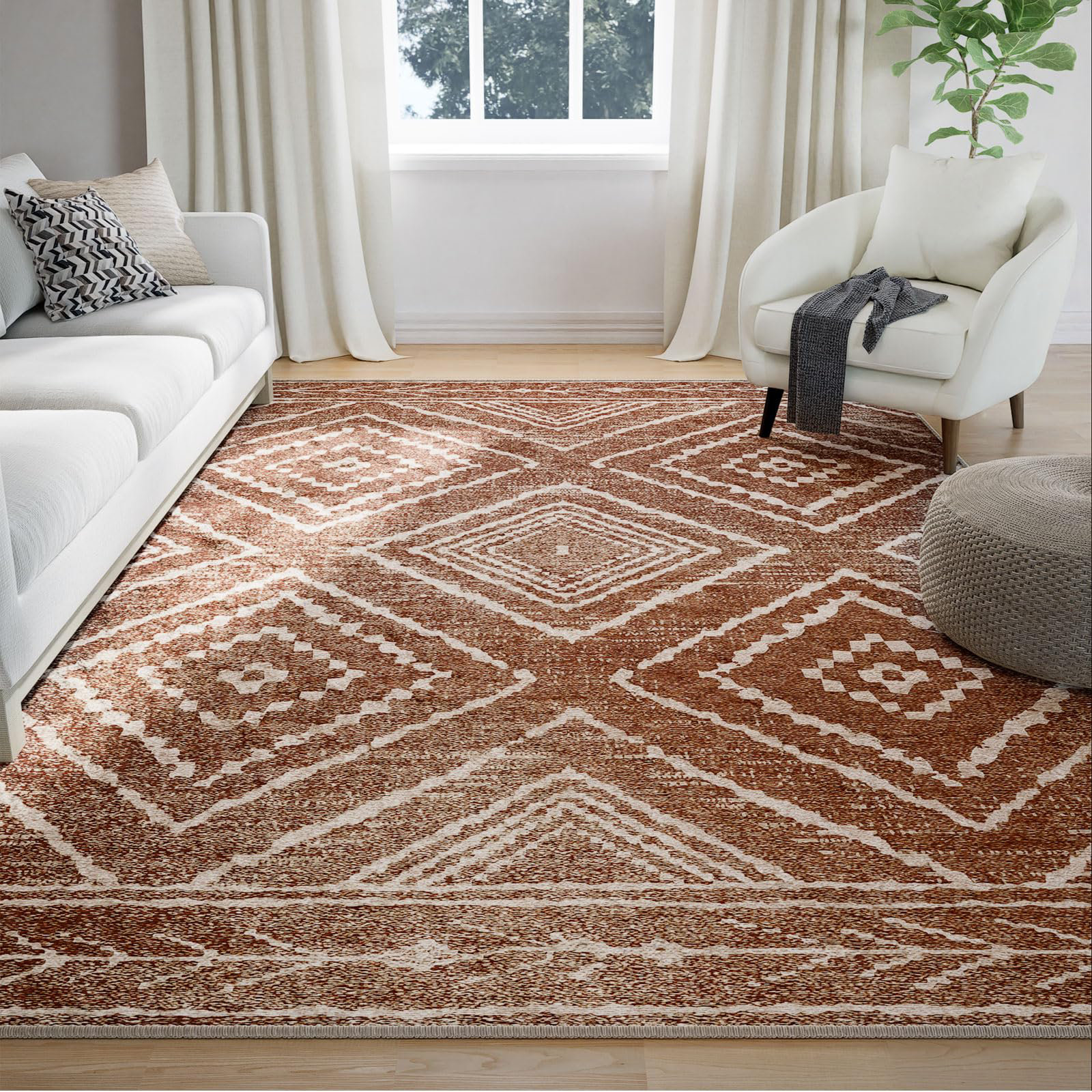 Union Rustic Rectangle Lareco 6x9 Wool Area Rug with Non-Slip Backing ...