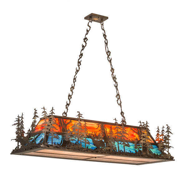 Meyda Lighting Rustic Lodge 6 - Light Antique Copper Pool Table Lights ...