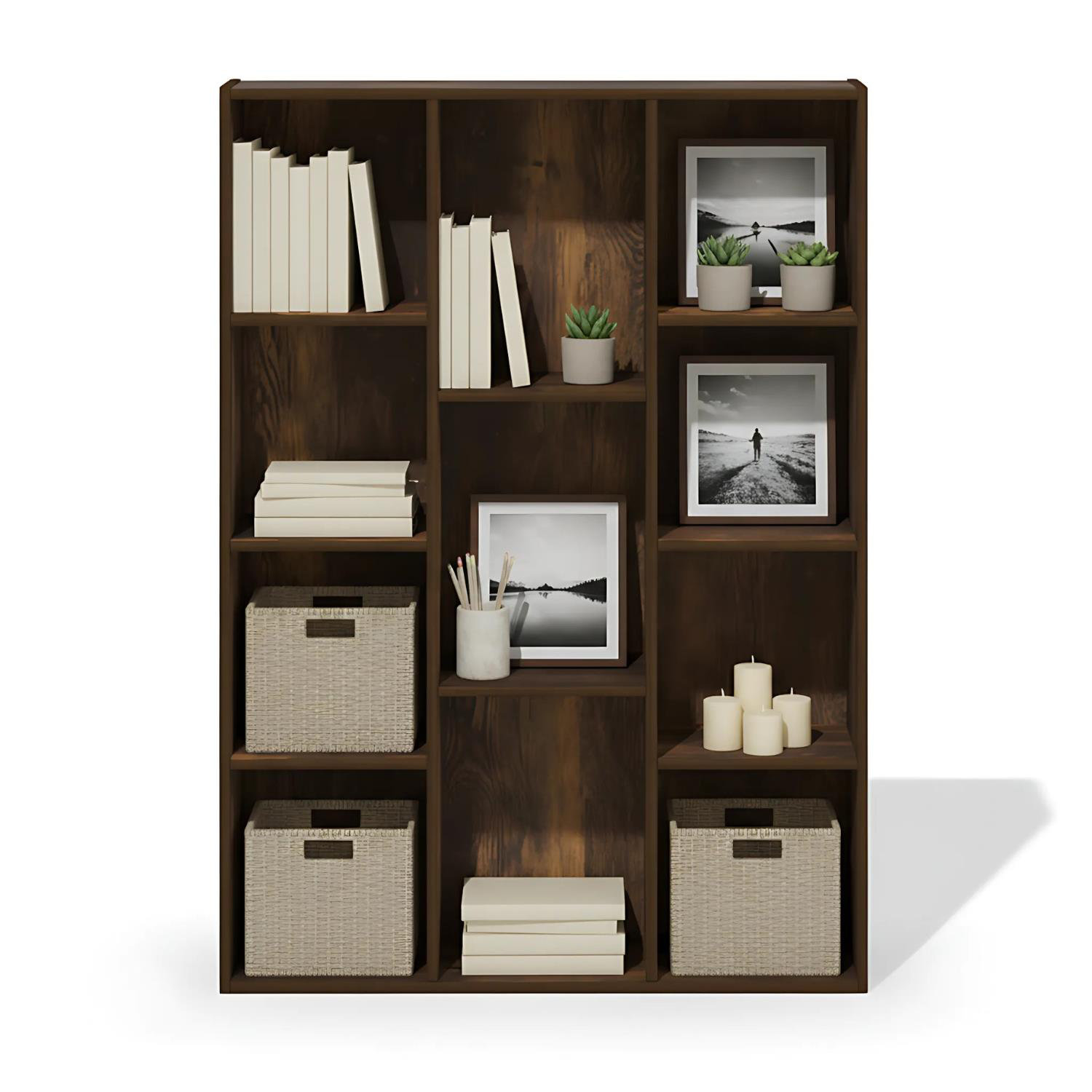 Latitude Run® Luder 11-Cube Reversible Bookcase Amber Pine Cube Storage ...