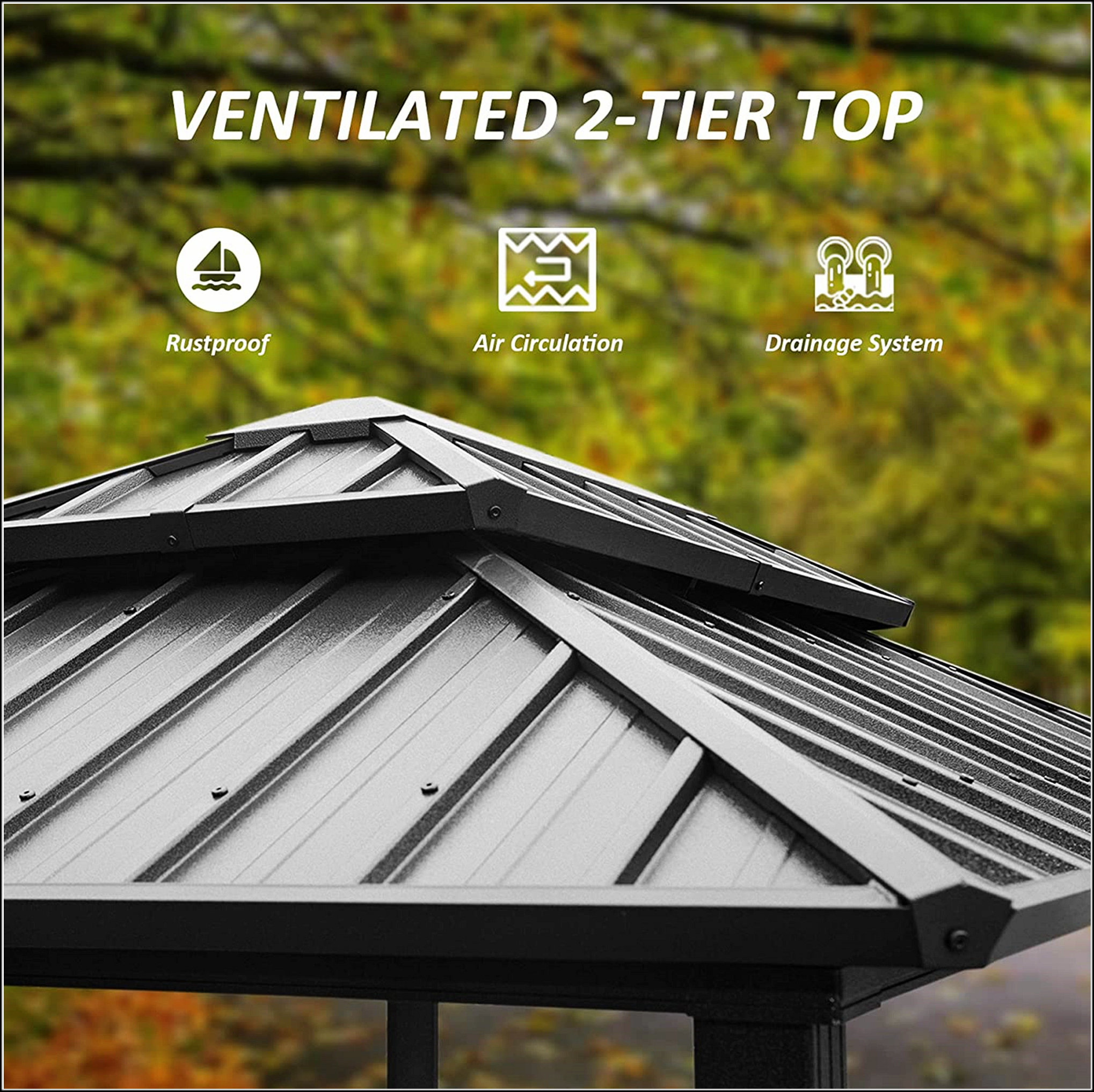 MR Grill Gazebo 8' × 6', Aluminum BBQ Gazebo Outdoor Metal Frame with ...