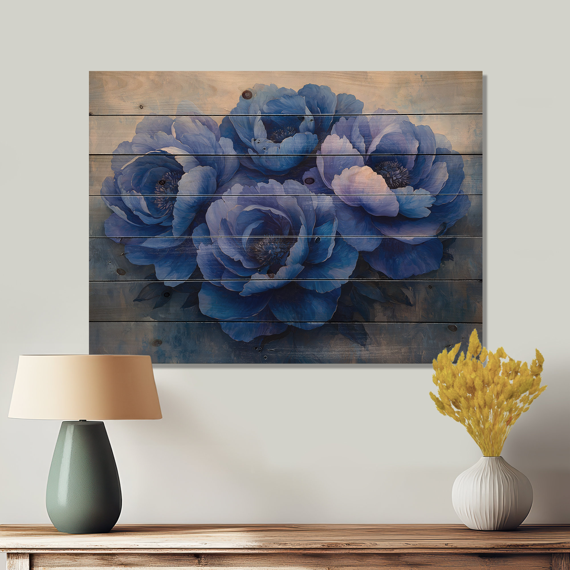 Ophelia & Co. Blue Velvet Layers Of Peonies II - Peonies Wood Wall ...