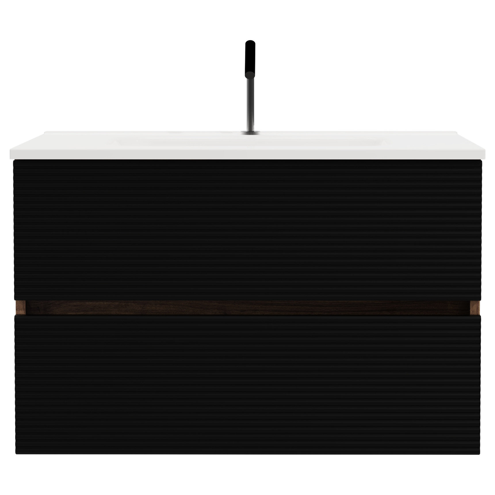 Ebern Designs Bathroom Sink Vanity - Soft Black And Walnut Combination ...