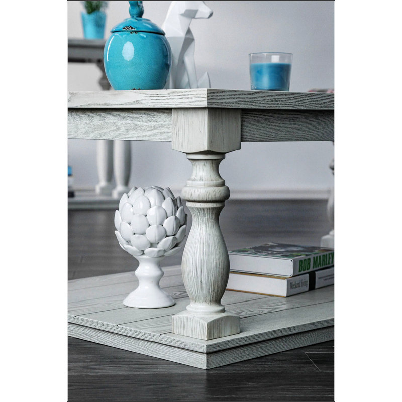 Rosalind Wheeler Rustic Style Antique White 1pc COFFEE TABLE Open ...