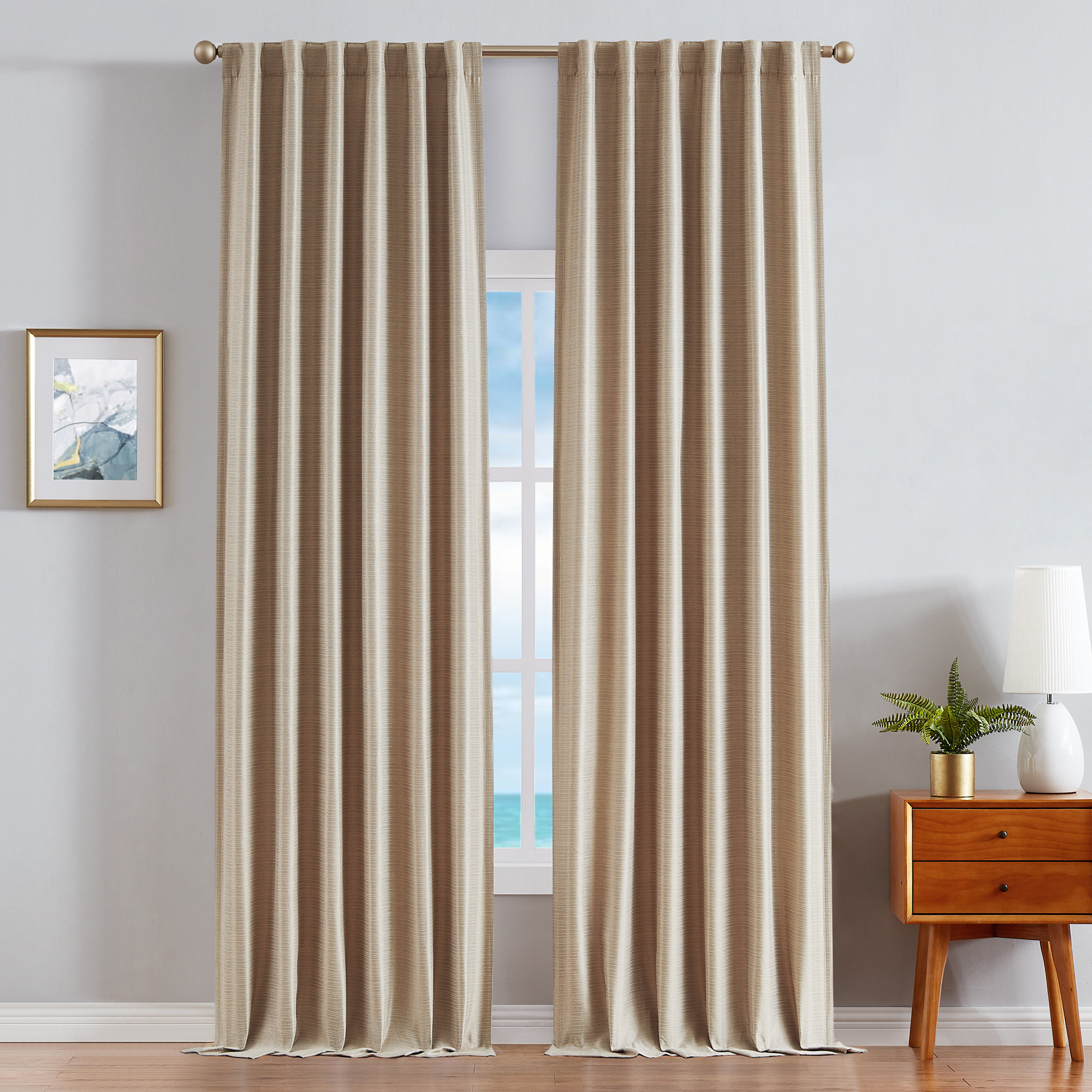 Nautica Synthetic Solid Color Blackout Thermal Back Tab/Rod Pocket ...