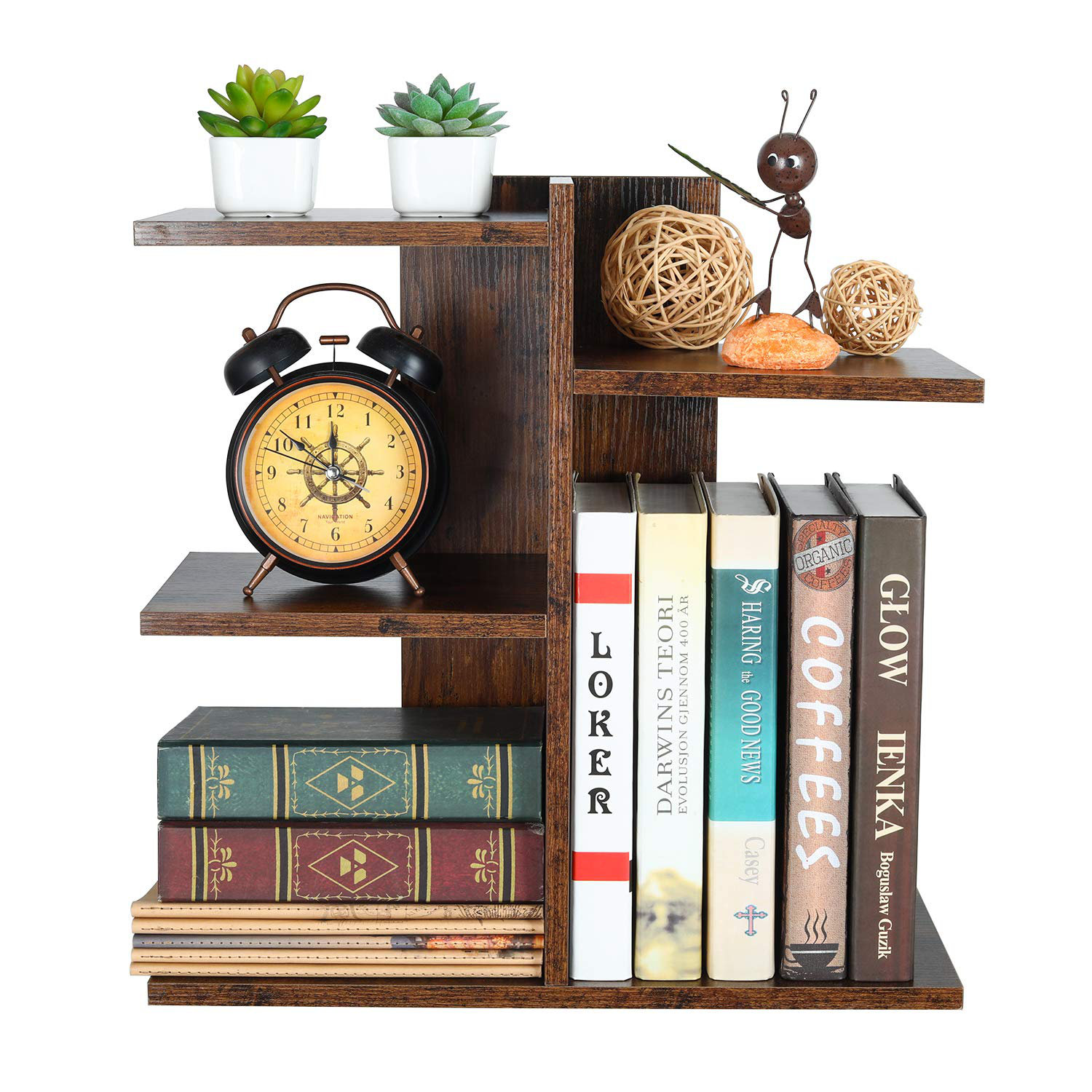 Millwood Pines Wood Desktop Shelf Small Bookshelf Desk Supplies ...