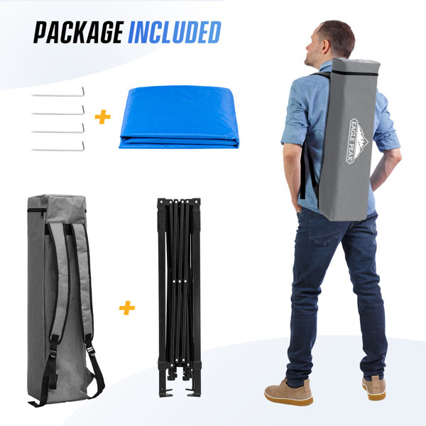 EAGLE PEAK Pop Up Canopies 8 Ft. W x 8 Ft. D Adventure Slant Leg Steel ...