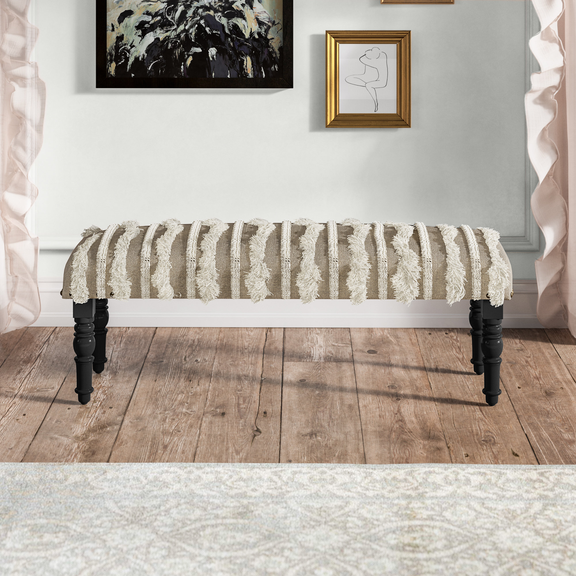 Dakota Fields Kilwin Modern Farmhouse Cream Striped Handmade ...