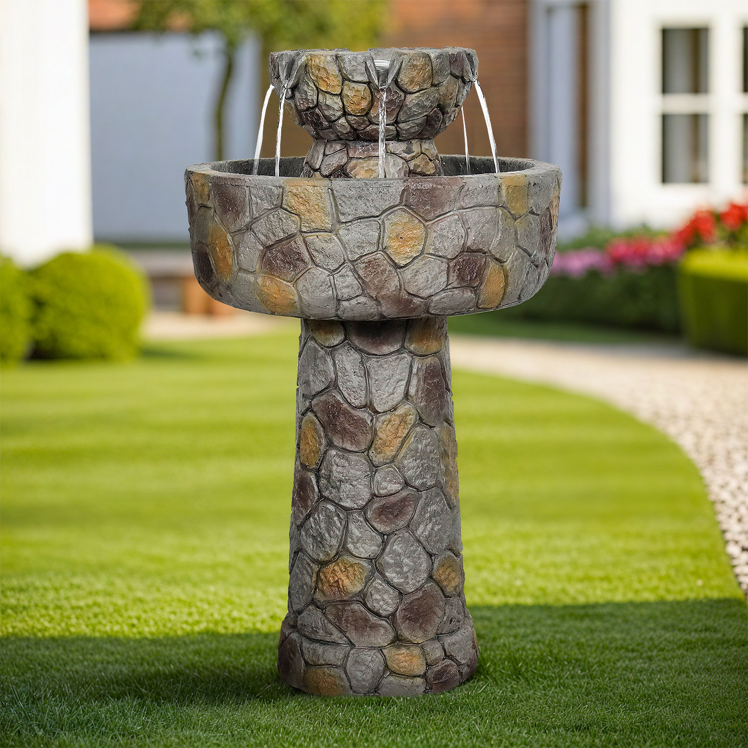 Wrought Studio 25.7in H Garden Water Fountain - Outdoor Bird Bath ...