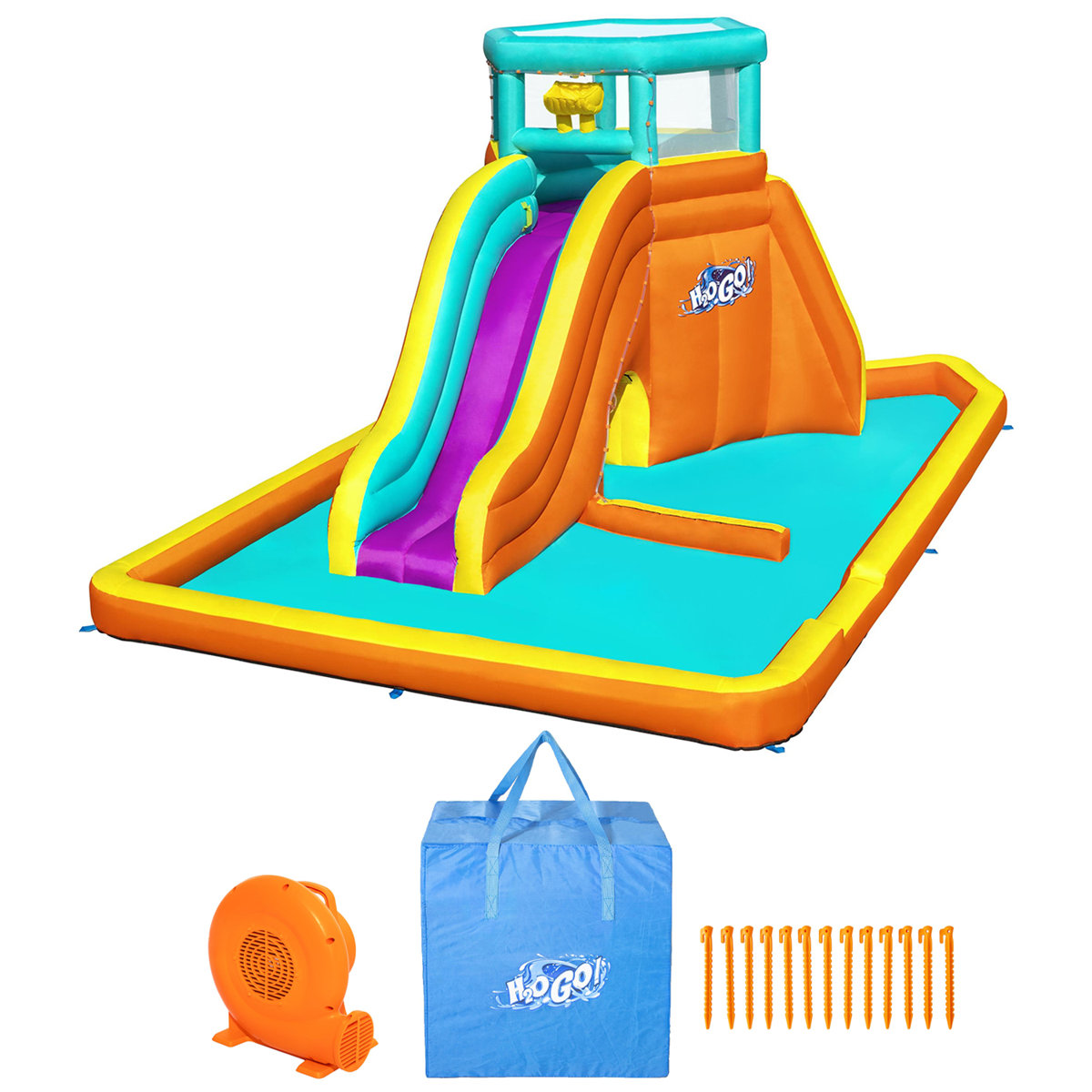 H2OGO! Bestway H2OGO! Tidal Tower Slide Yard Inflatable Mega Water Park ...