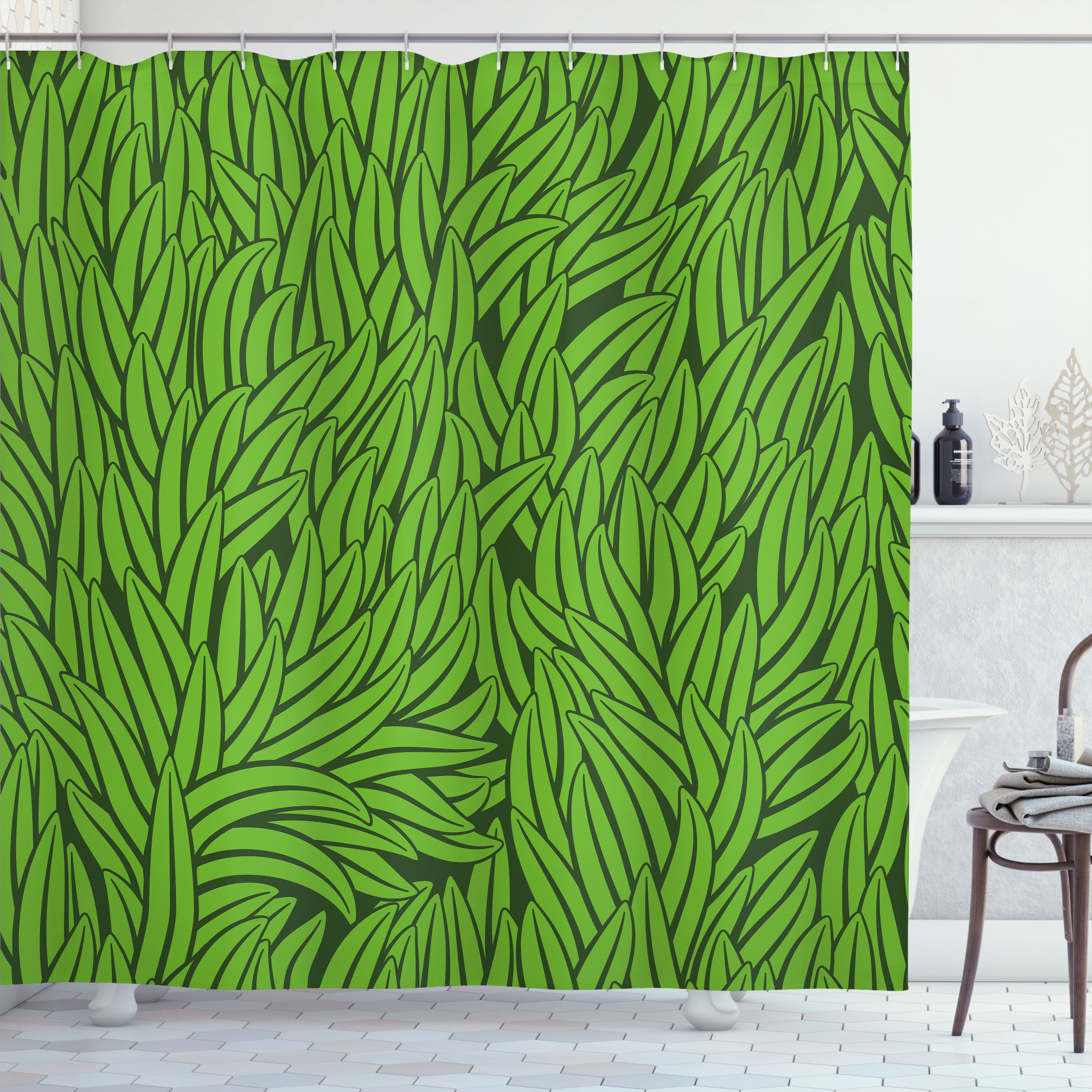 East Urban Home Green Shower Curtain Grass Growth Abstract Lime Green ...