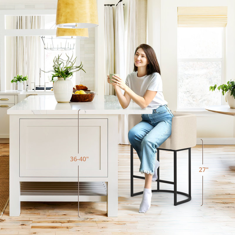 Wade Logan® 27" H Counter Height Bar Stools Set Of 2, Modern Barrel ...