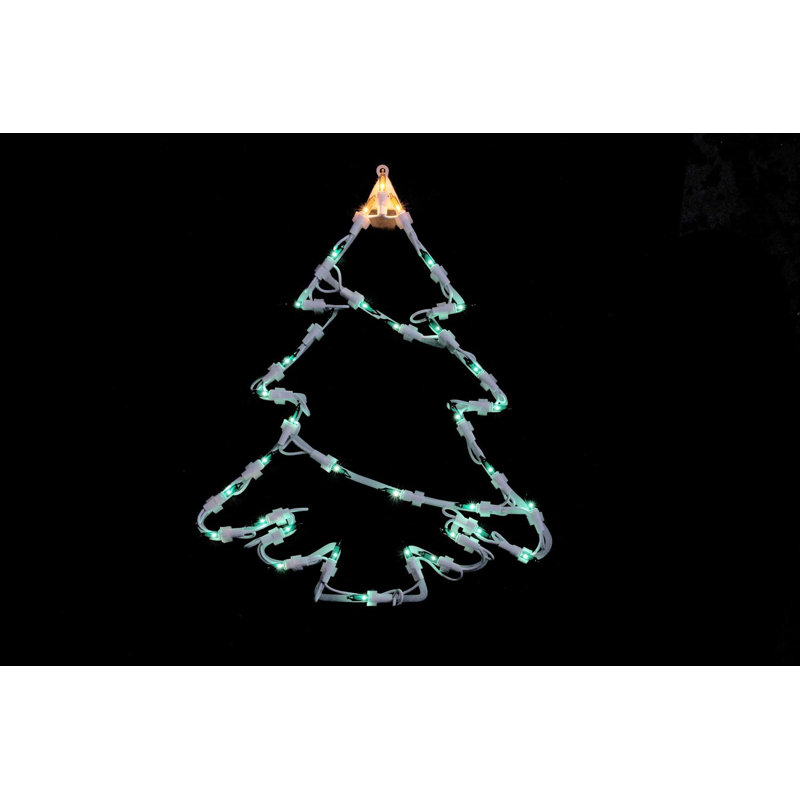 Northlight Seasonal 15" Green and Yellow Lighted Christmas Tree Window ...