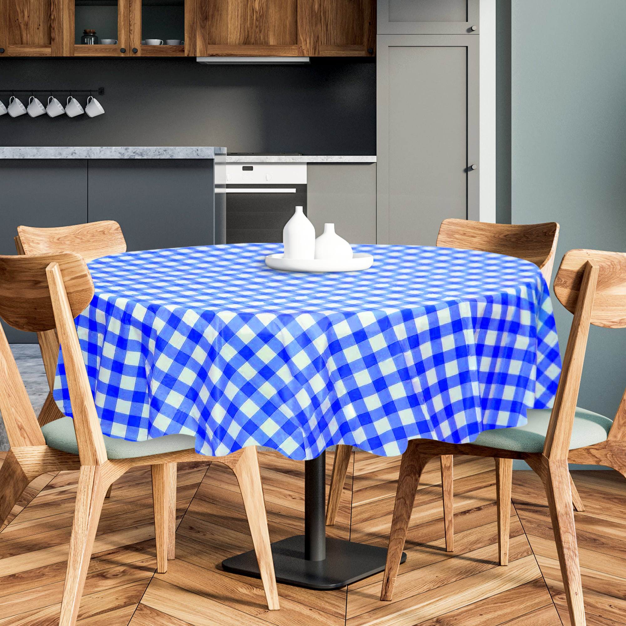 Gracie Oaks Joerell Checkered Round Tablecloth | Wayfair