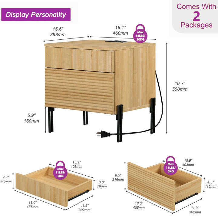 Union Rustic Laverda Modern Minimalist Nightstand, Oak Finish, Reed ...