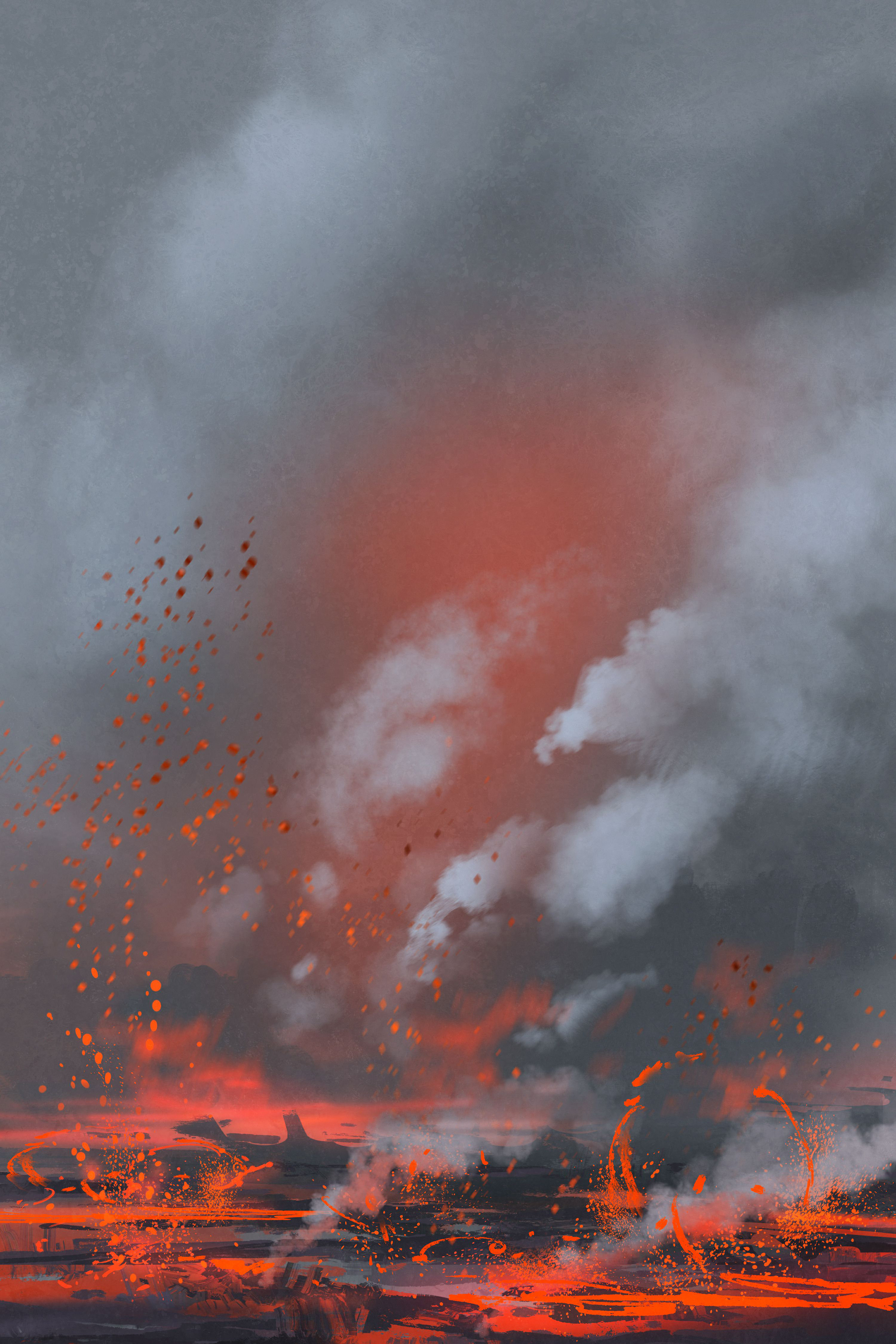 Ebern Designs Volcano Eruption by Grandfailure - Wrapped Canvas ...