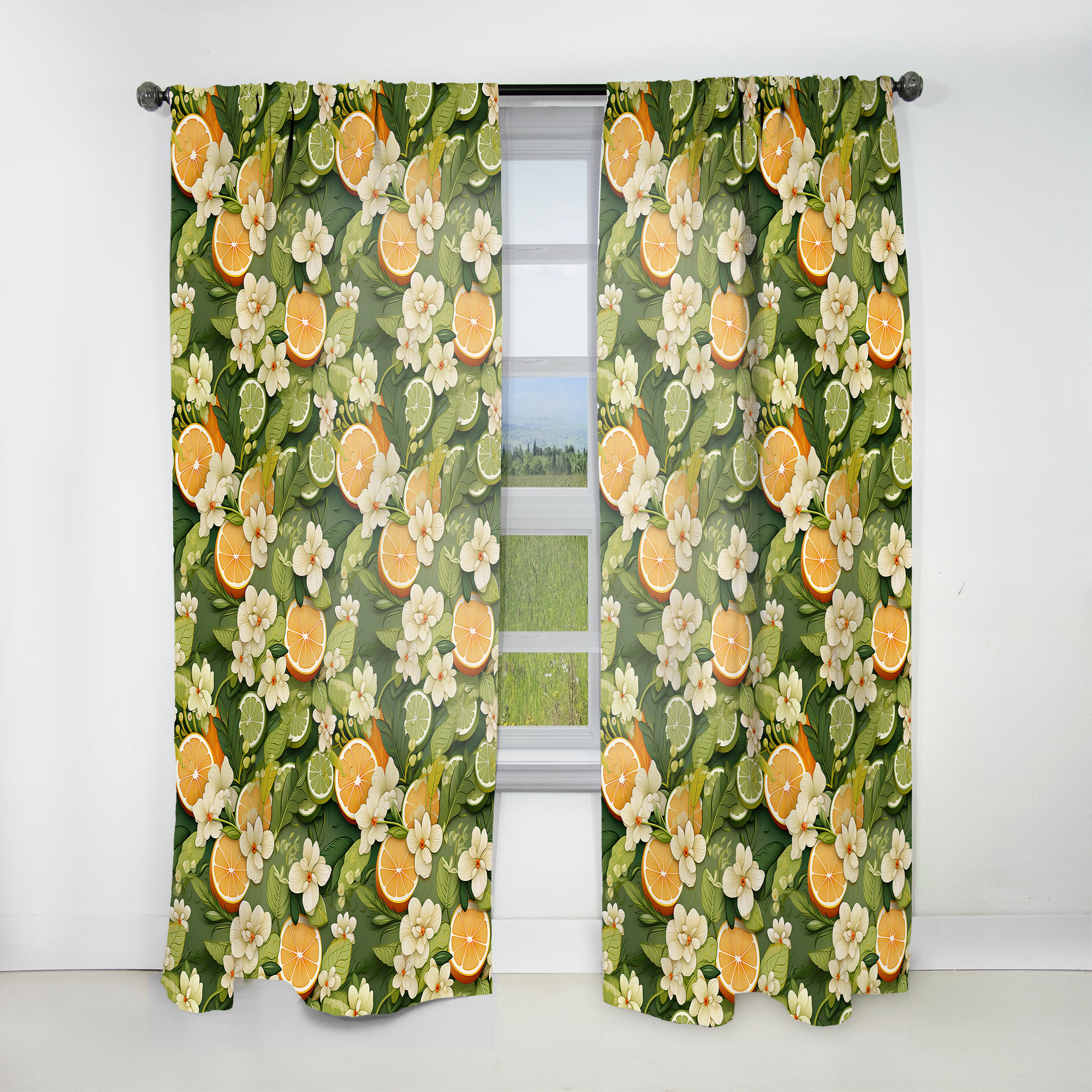 Design Art Citrus Zest Tropical Pattern - Floral Curtain - Velvet Room ...