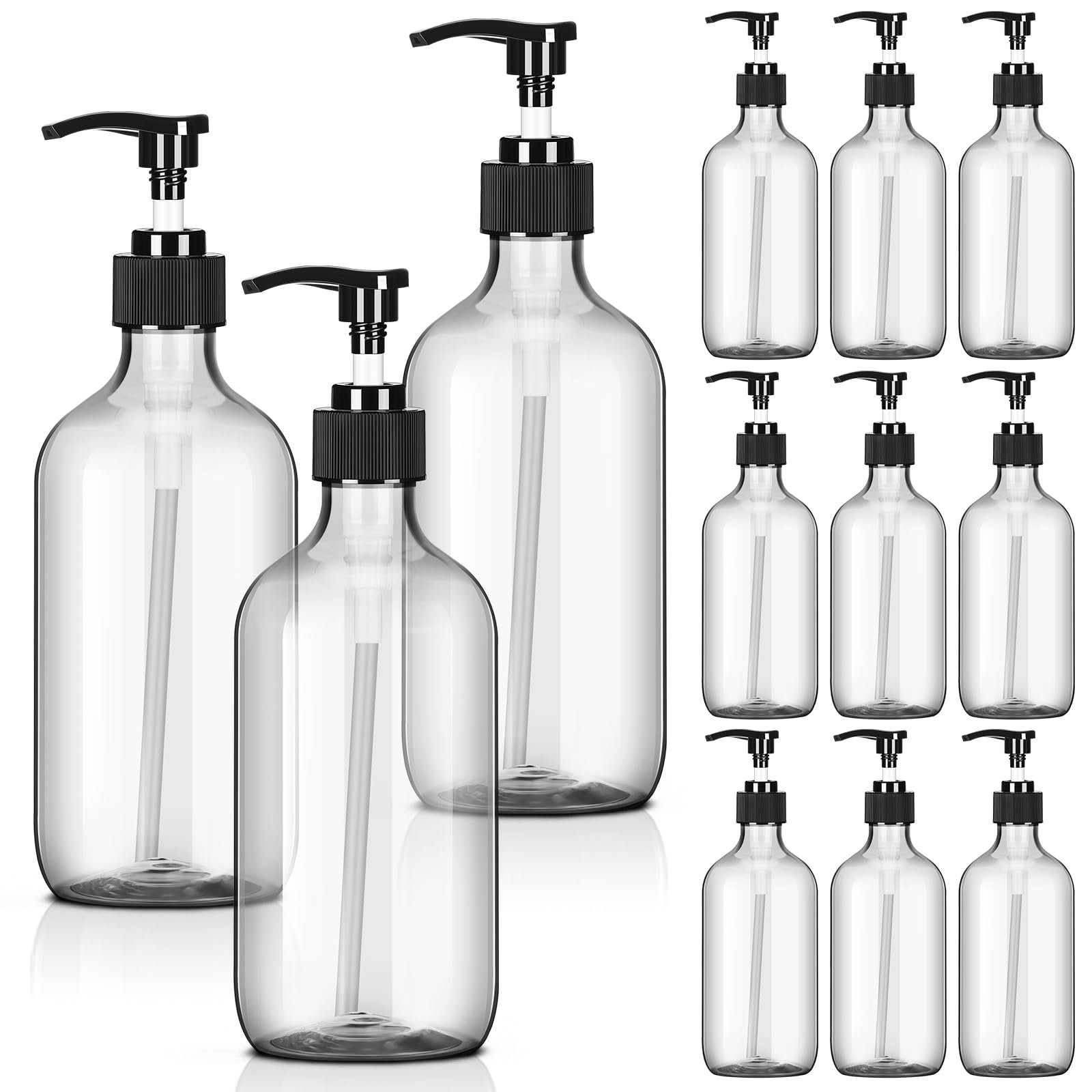 Latitude Run® 12 Pack Amber Soap Dispenser Empty Plastic Pump Bottles ...