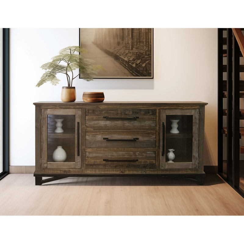 International Furniture Direct Loft Brown 3 Drawer, 2 Door, Buffet ...