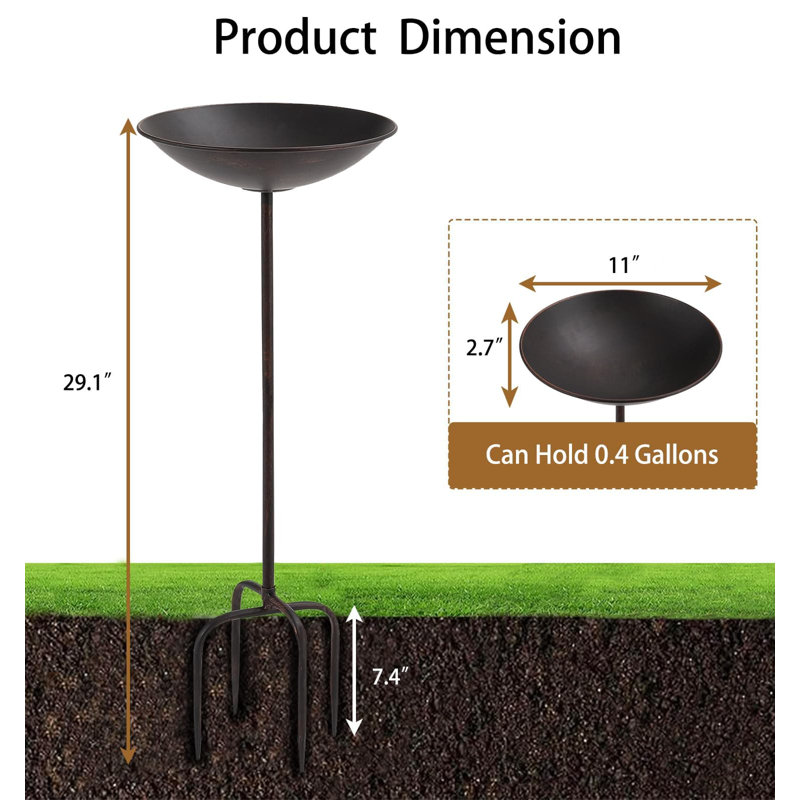 17 Stories Rubbie Metal Birdbath | Wayfair