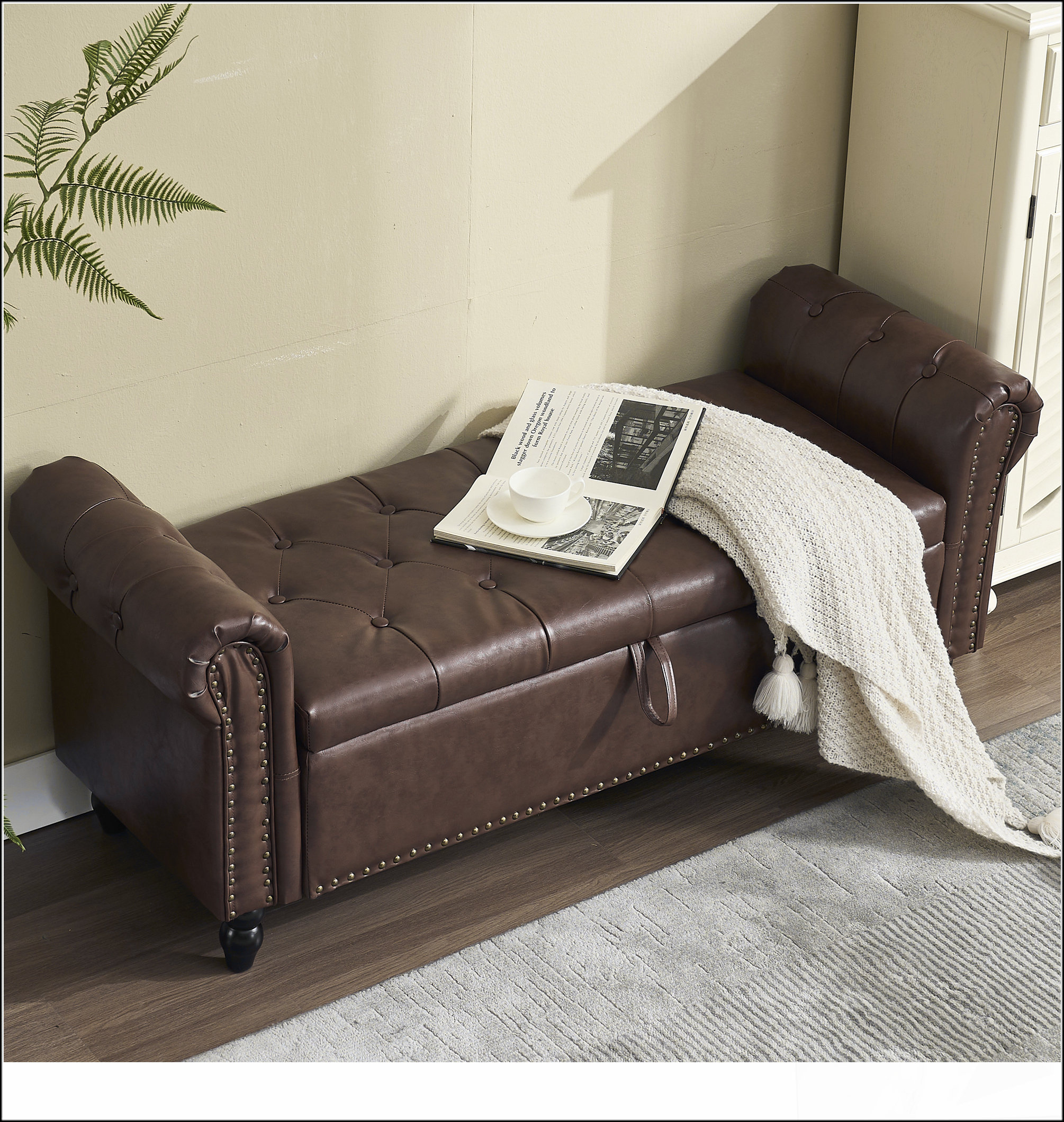 Red Barrel Studio® Coolmore Storage Ottoman 55.12 Inches Upholstered ...