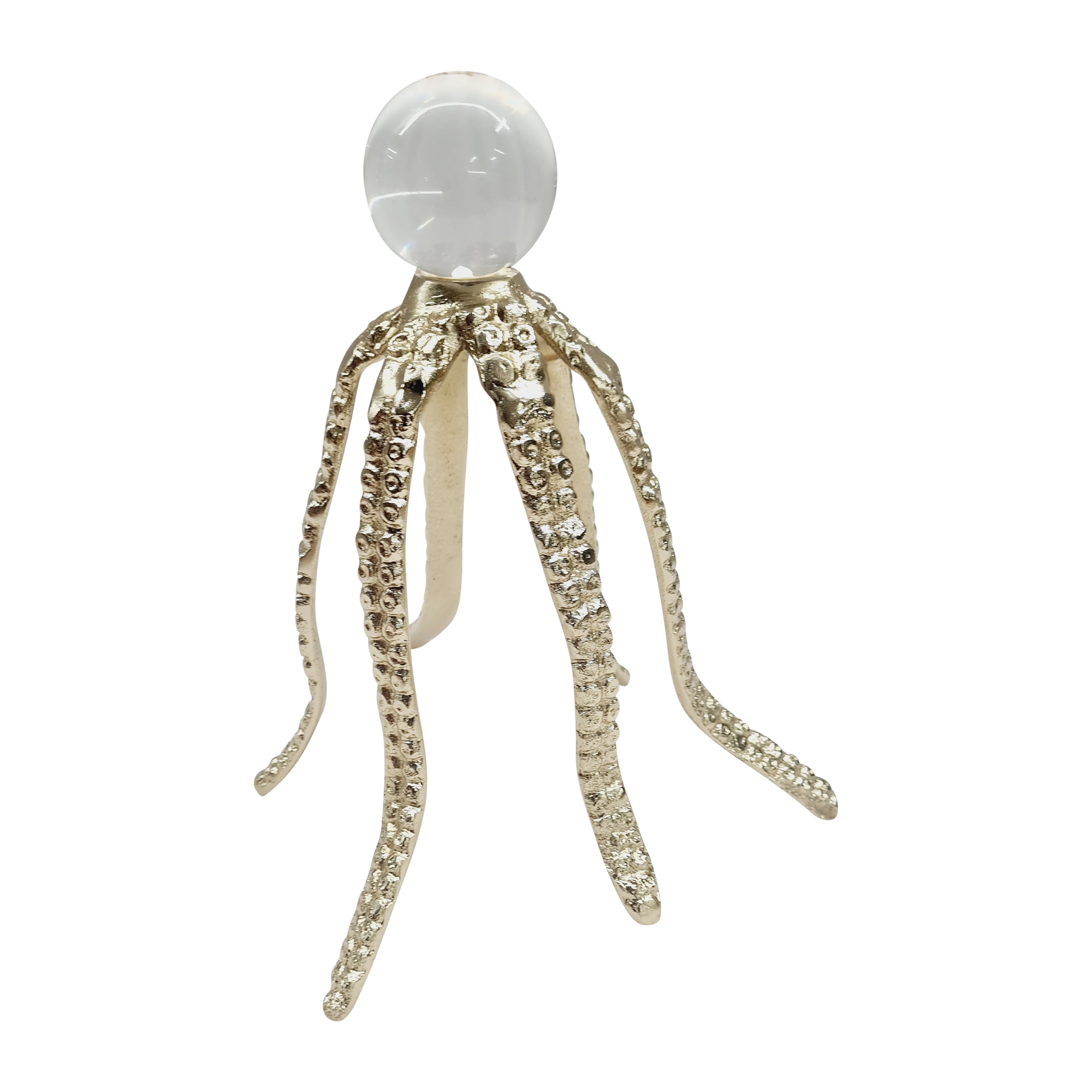 Highland Dunes Coastal 10" Champagne Metal Octopus Legs with Acrylic ...