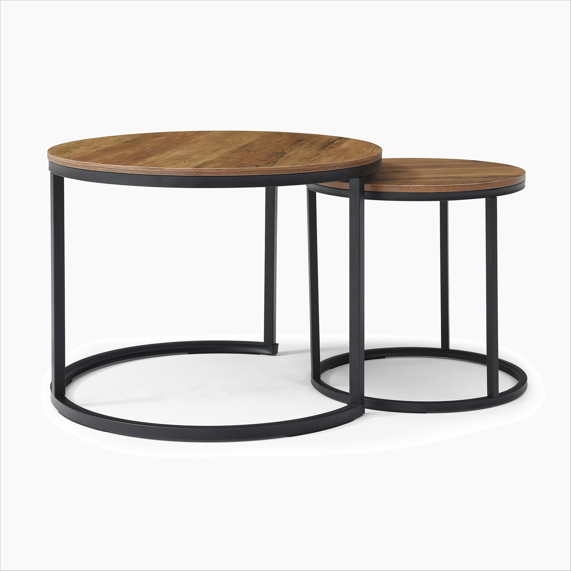 George Oliver Set of 2 Coffee Table Nesting Side Round End Table Top ...
