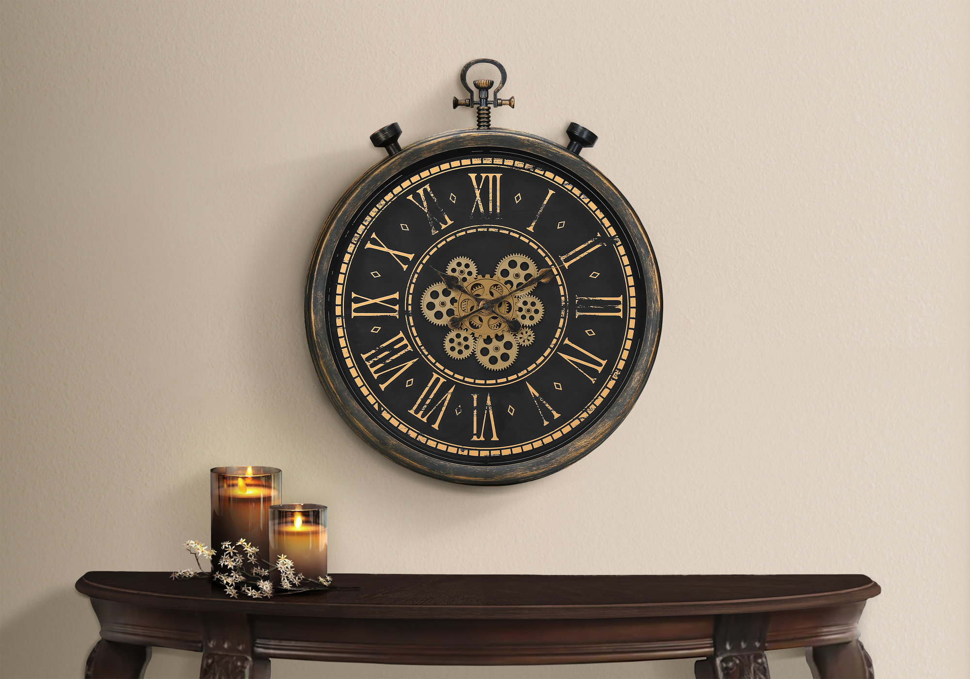 Trent Austin Design® 24" Round Wall Clock with Gear Mechanism in Brown ...