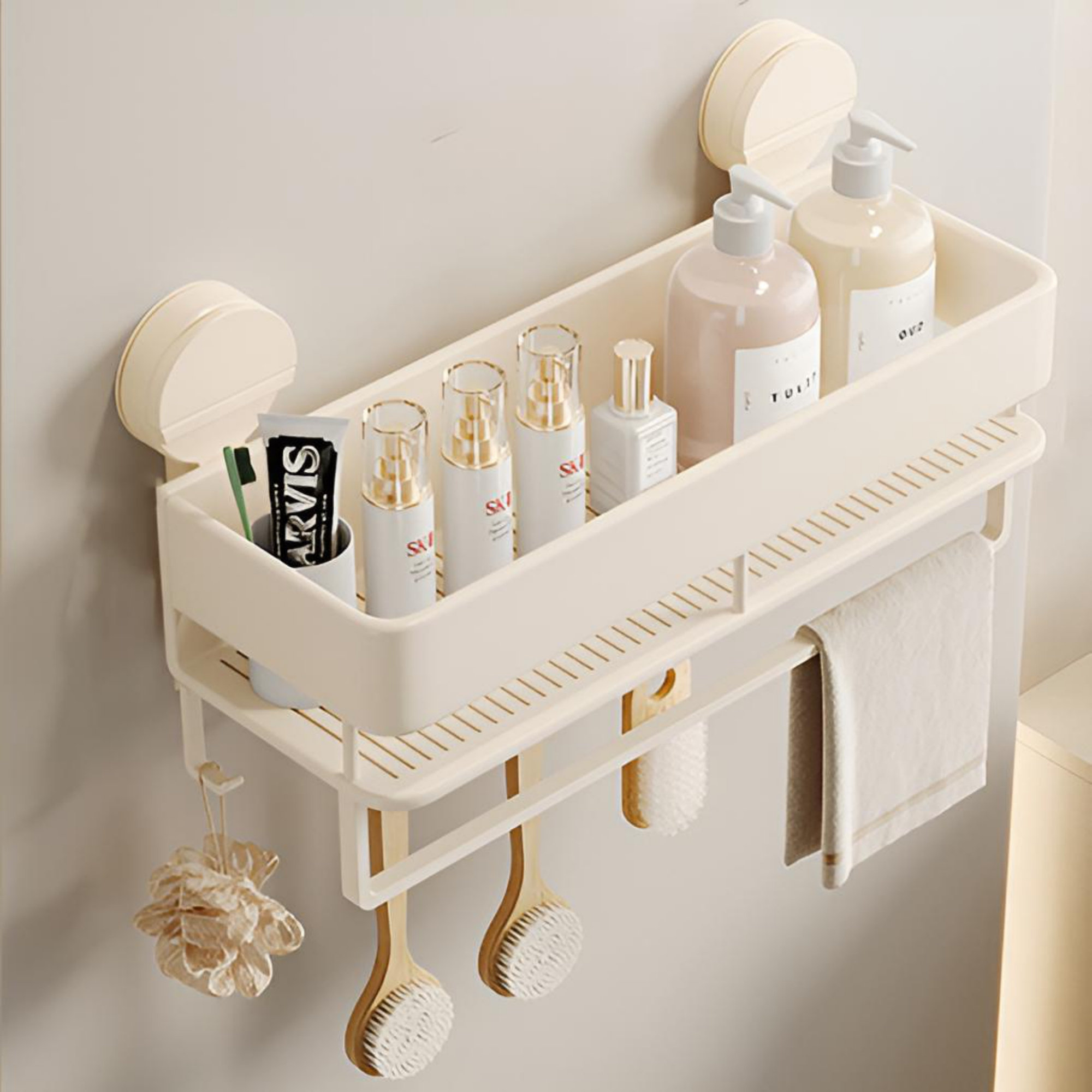Rebrilliant Non Perforated Suction Cup Storage Rack, Bathroom And ...