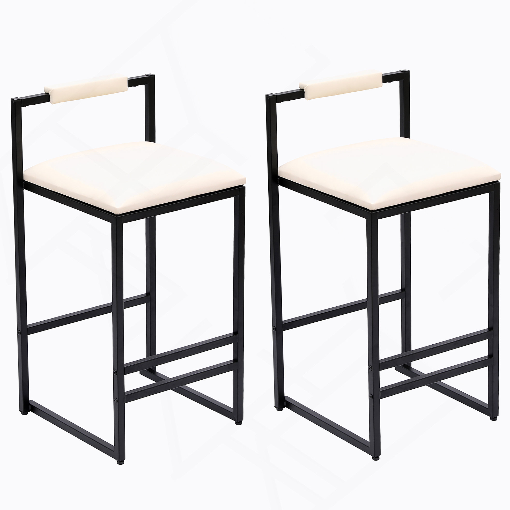 Latitude Run® Set of 2 Barstools Faux Leather Upholstered Bar Stools ...