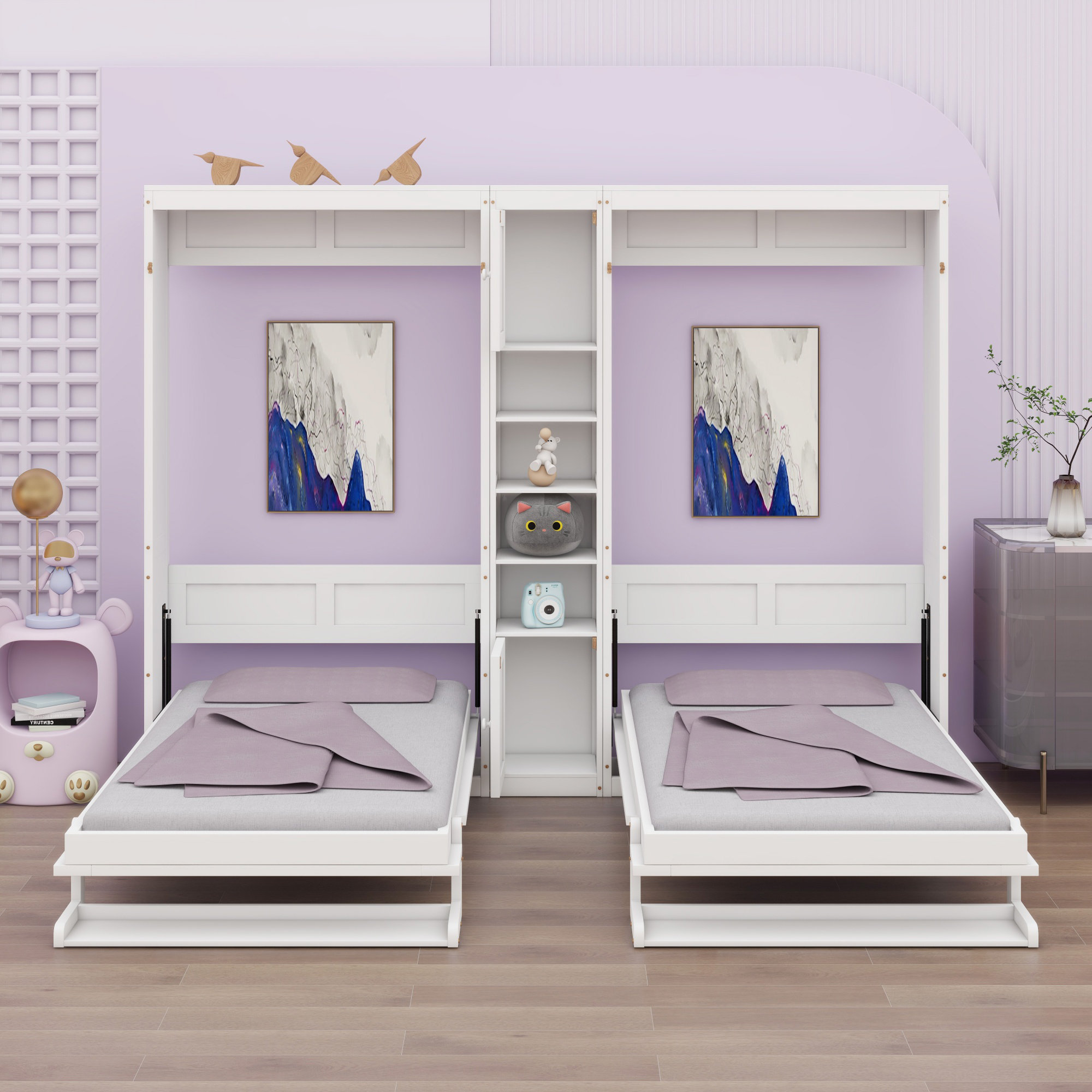 Corrigan Studio Dual Murphy Beds With Cabinets And Shelves - Wayfair Canada