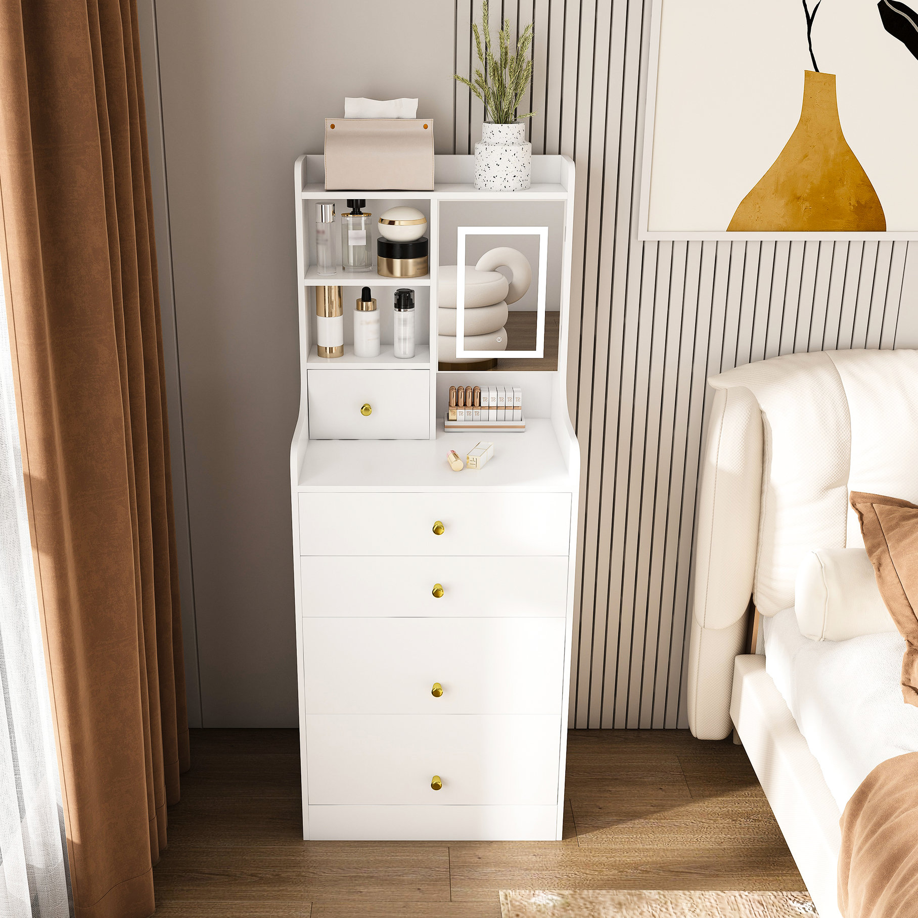Latitude Run® Compact 31 Dressing Table With Dimmable Led Lighting ...